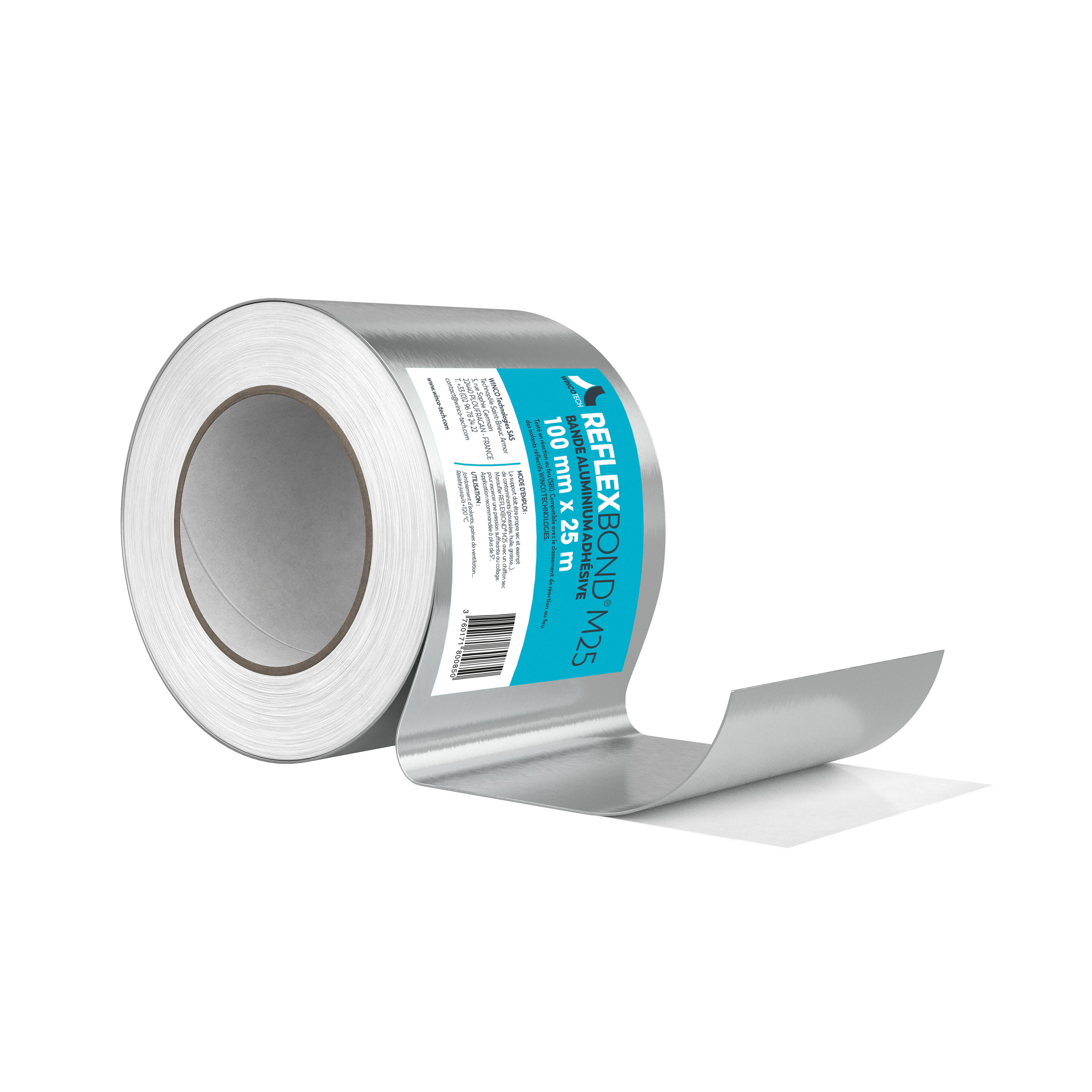 Rouleau adhésif aluminium WINCO TECHNOLOGIES Reflexbond, 100 mm x 25 m ...