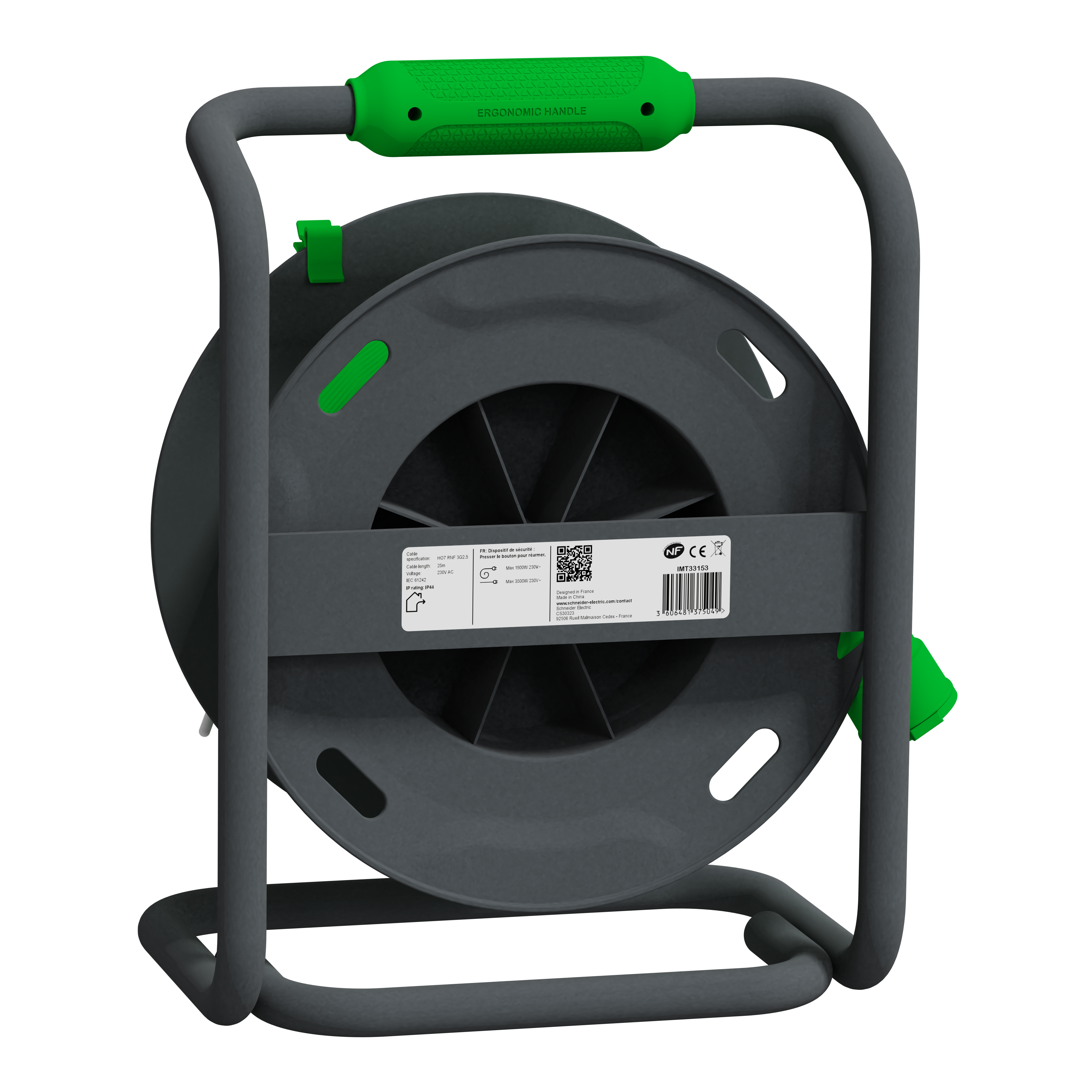 Enrouleur de câble électrique 25m - H07RNF - 3G 2,5mm², SCHNEIDER ...