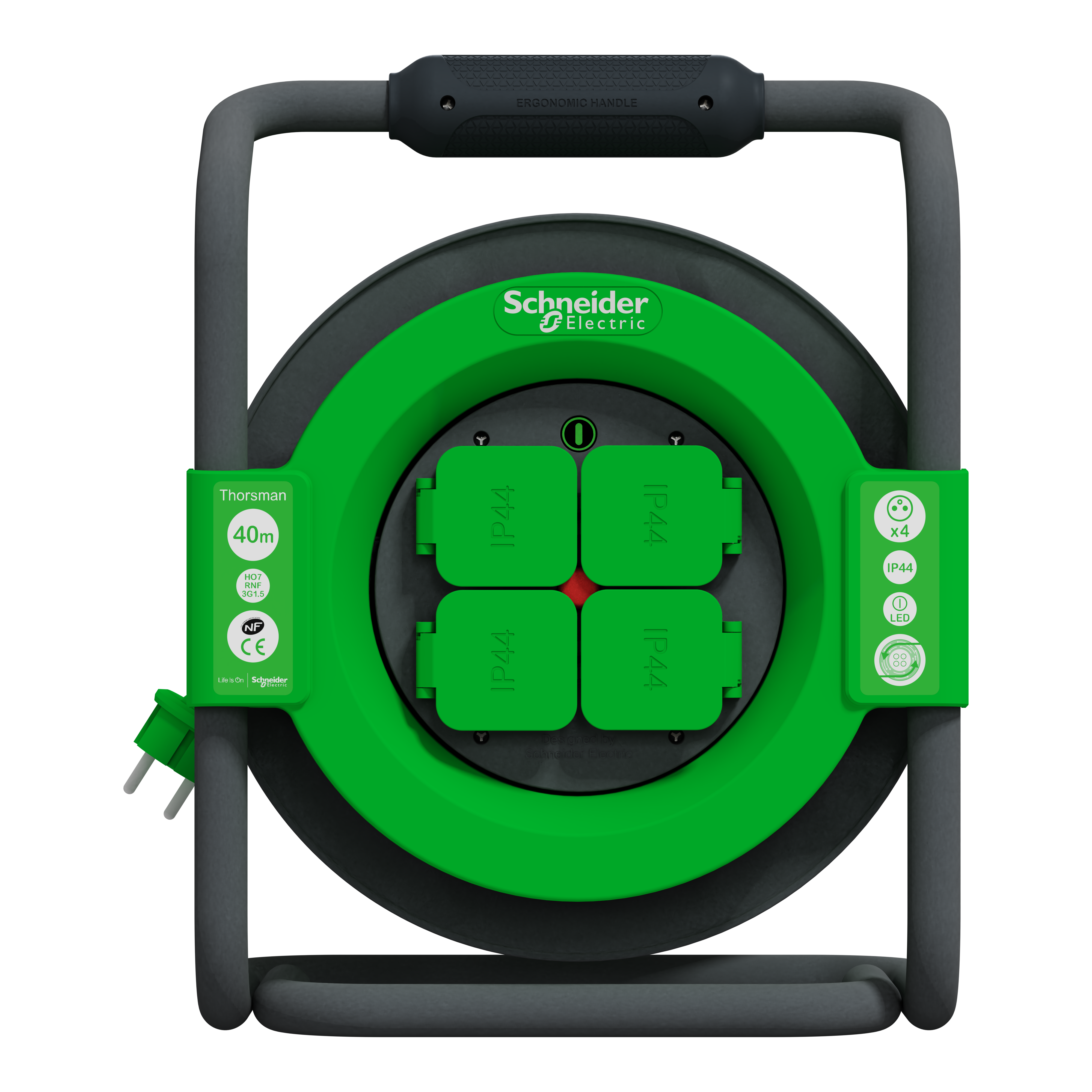 Enrouleur de câble électrique 40m - H07RNF - 3G 1,5mm², SCHNEIDER ...