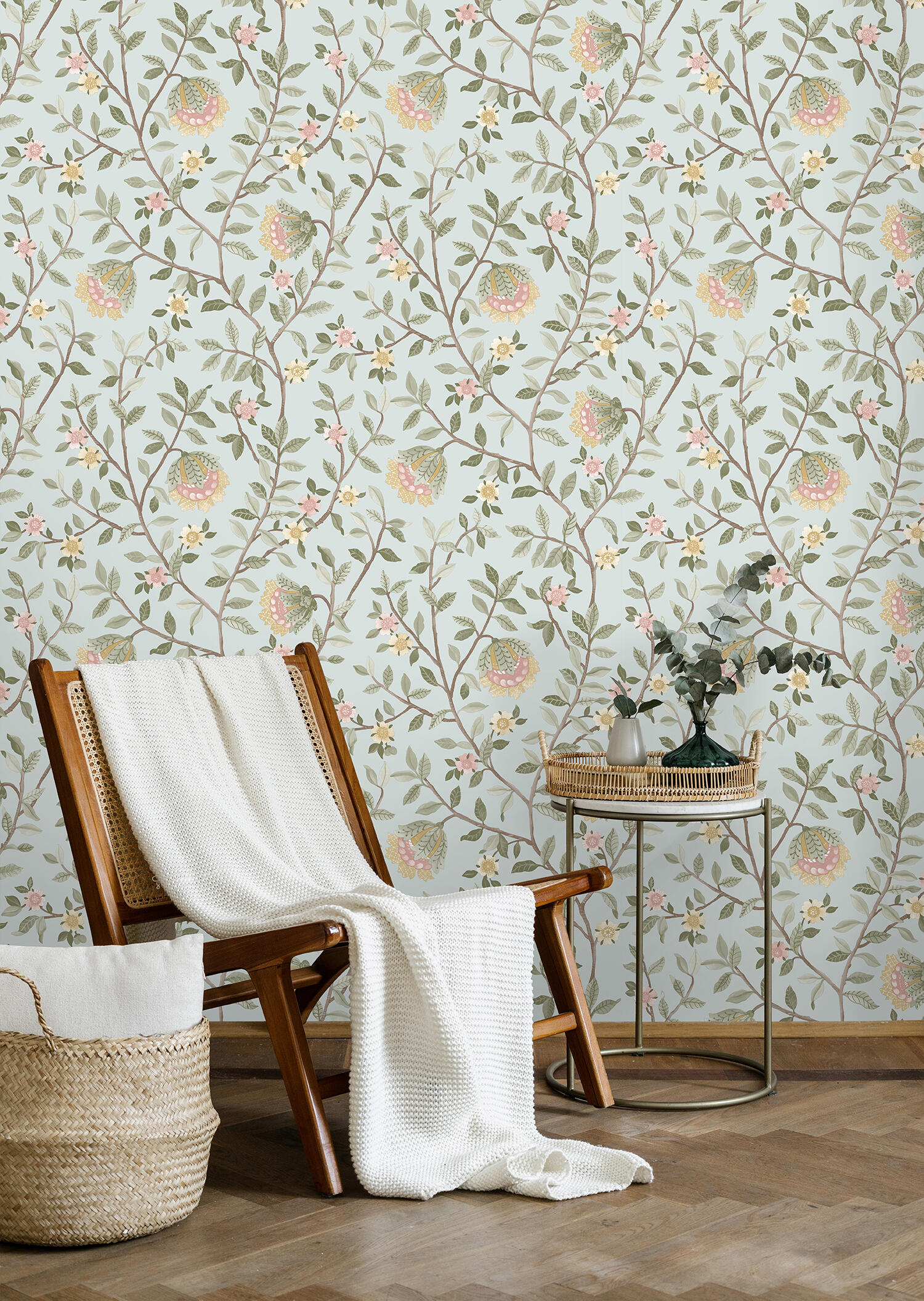 Papier peint intissé Botanique floral vert | Leroy Merlin