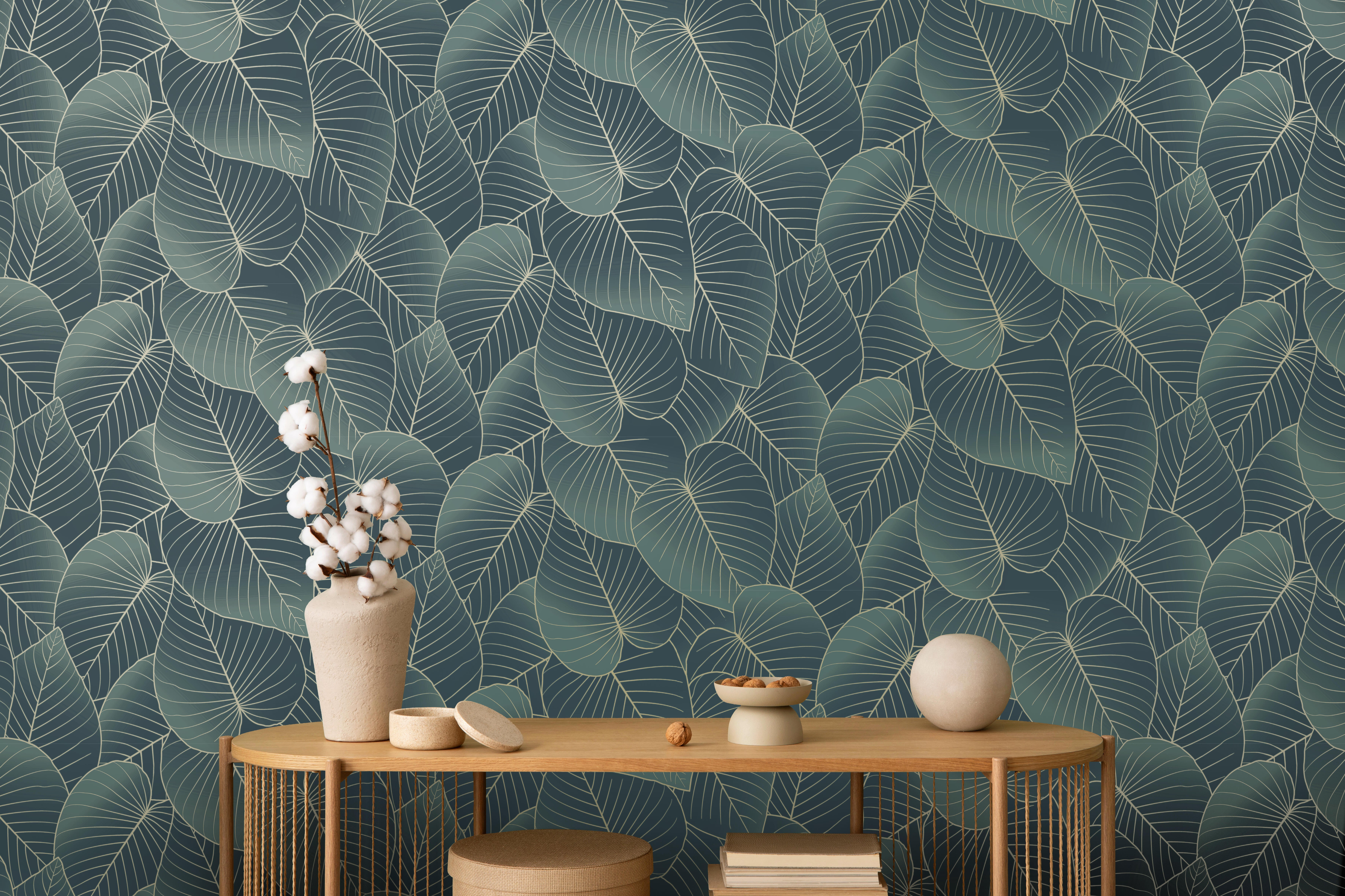 Papier peint intissé Botanique feuilles vert | Leroy Merlin