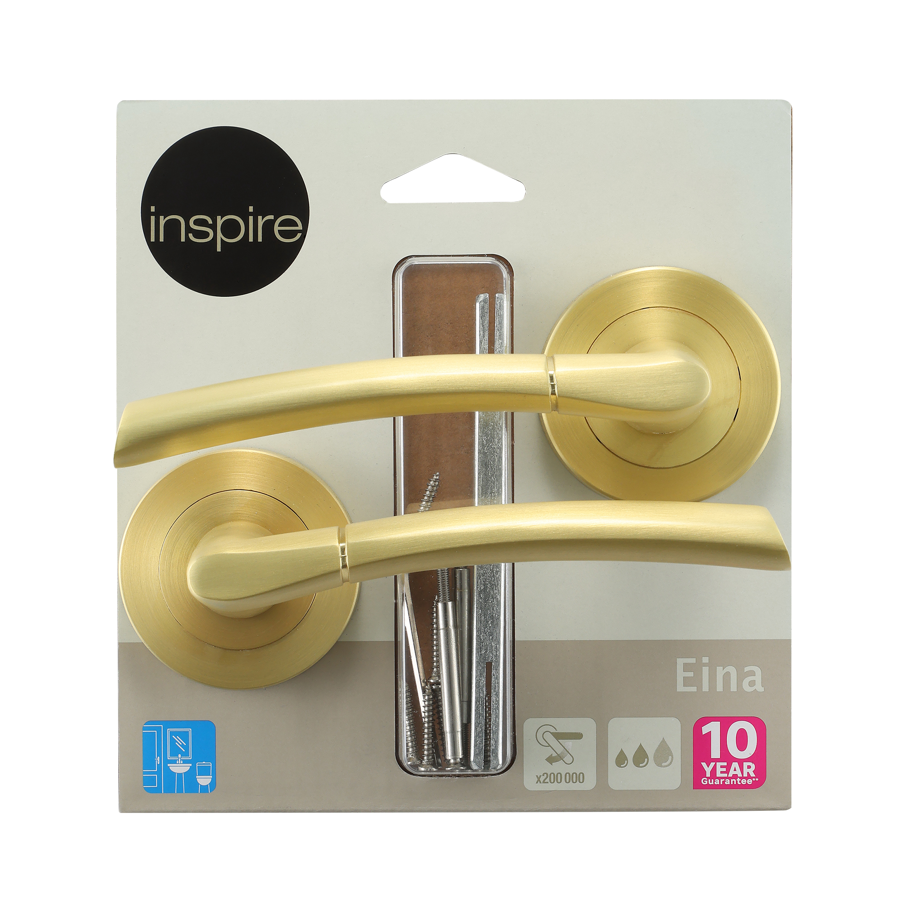 2 poignées sur rosace INSPIRE Eina aluminium sans trou laiton brossé ...