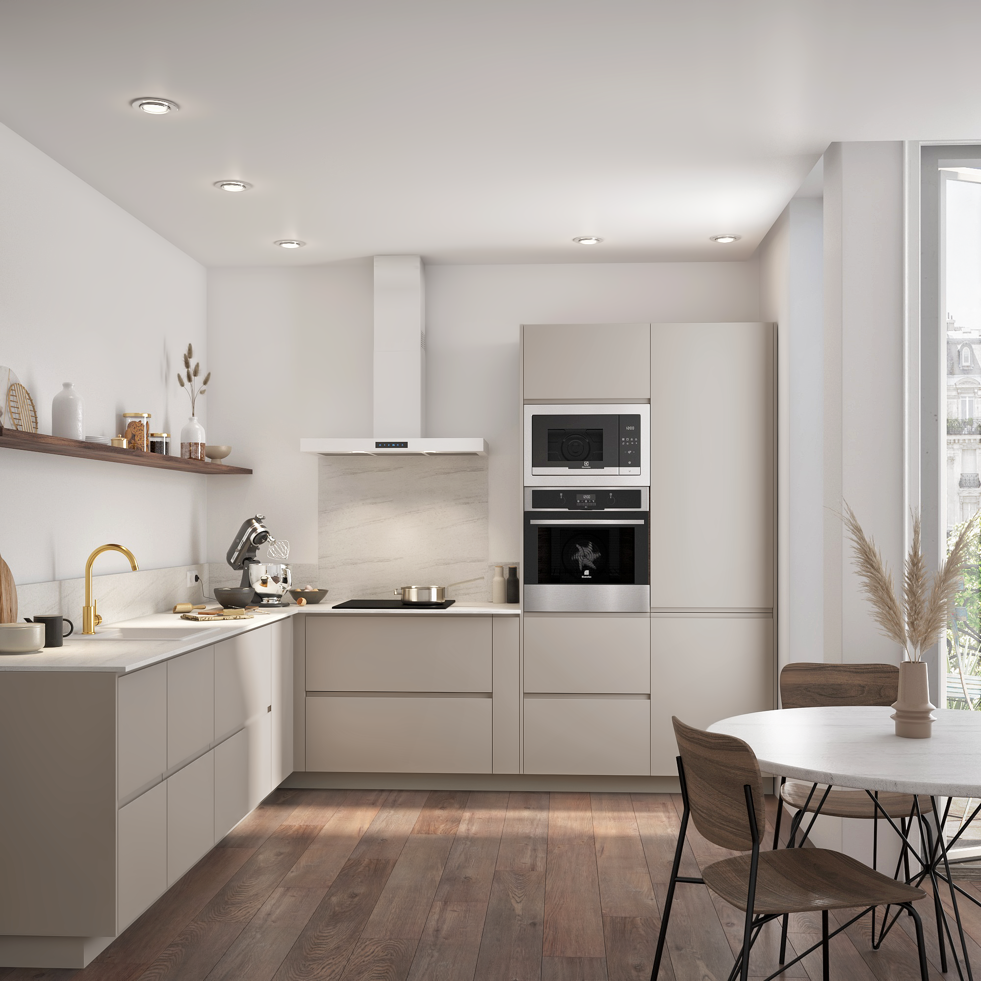 La cuisine aspect lin mat et marbre | Leroy Merlin