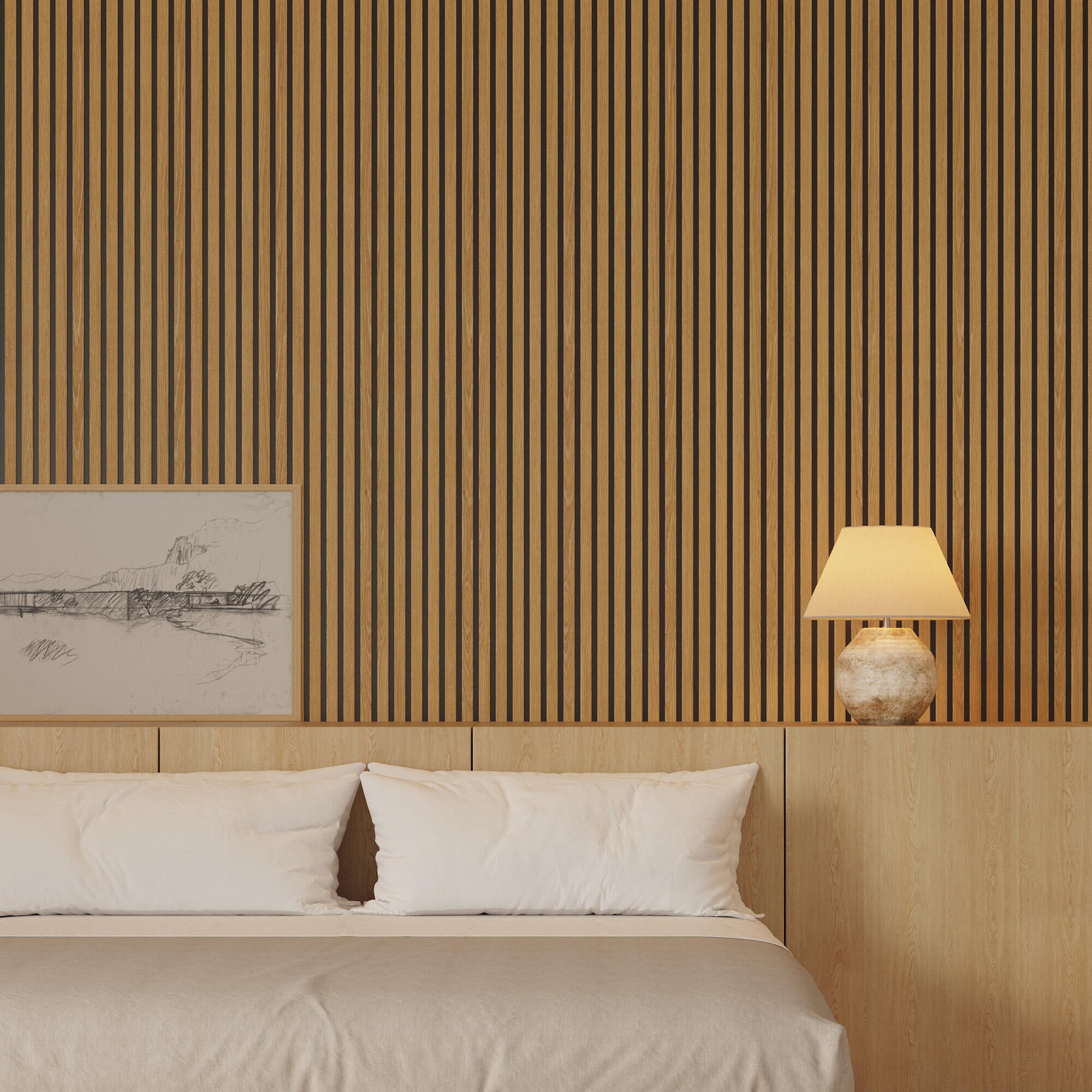 Revestimiento de pared palilleria Novo bicolor roble/negro 260x16,7 cm ...