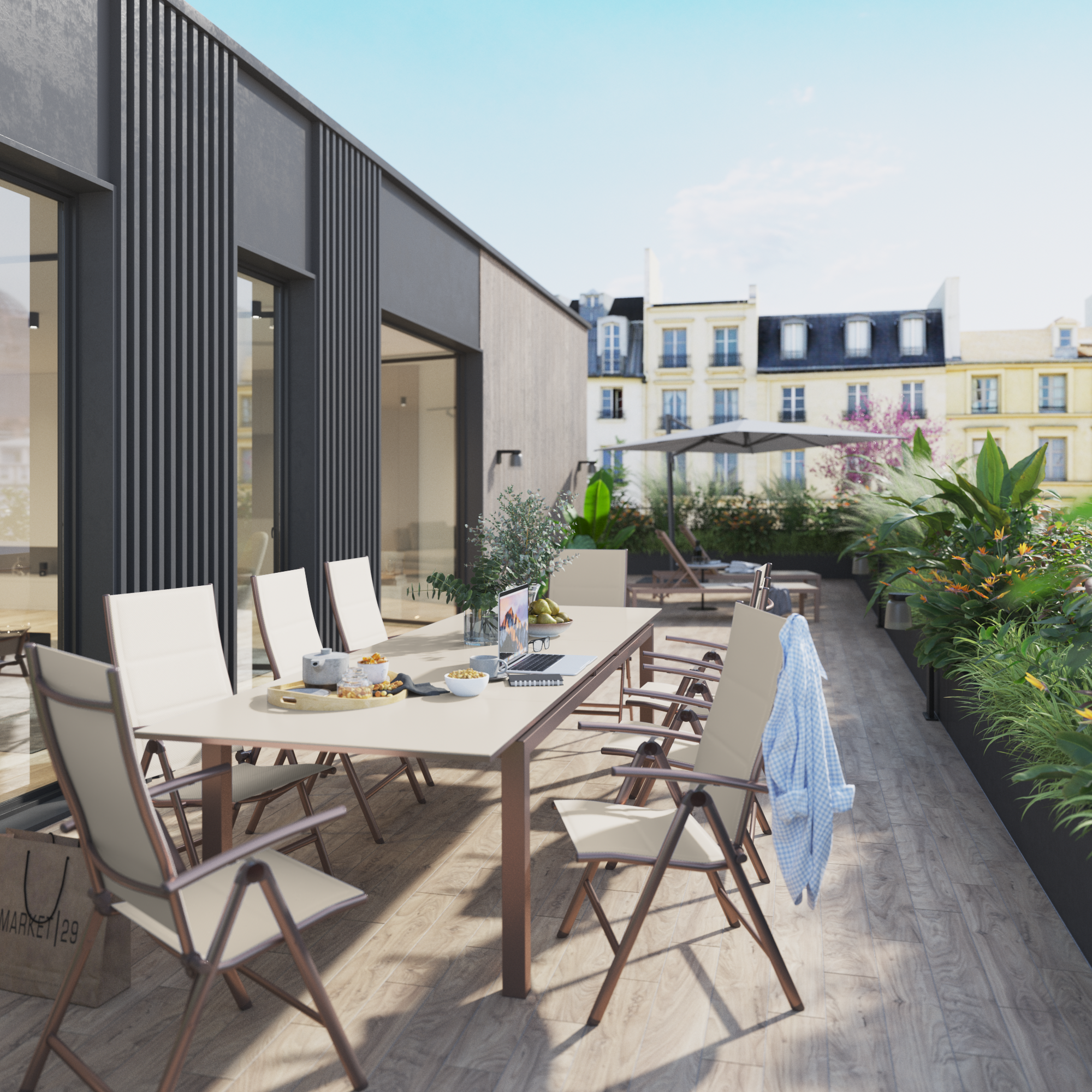 Conjunto de muebles de jardín Odyssea II de aluminio moka para 8 ...