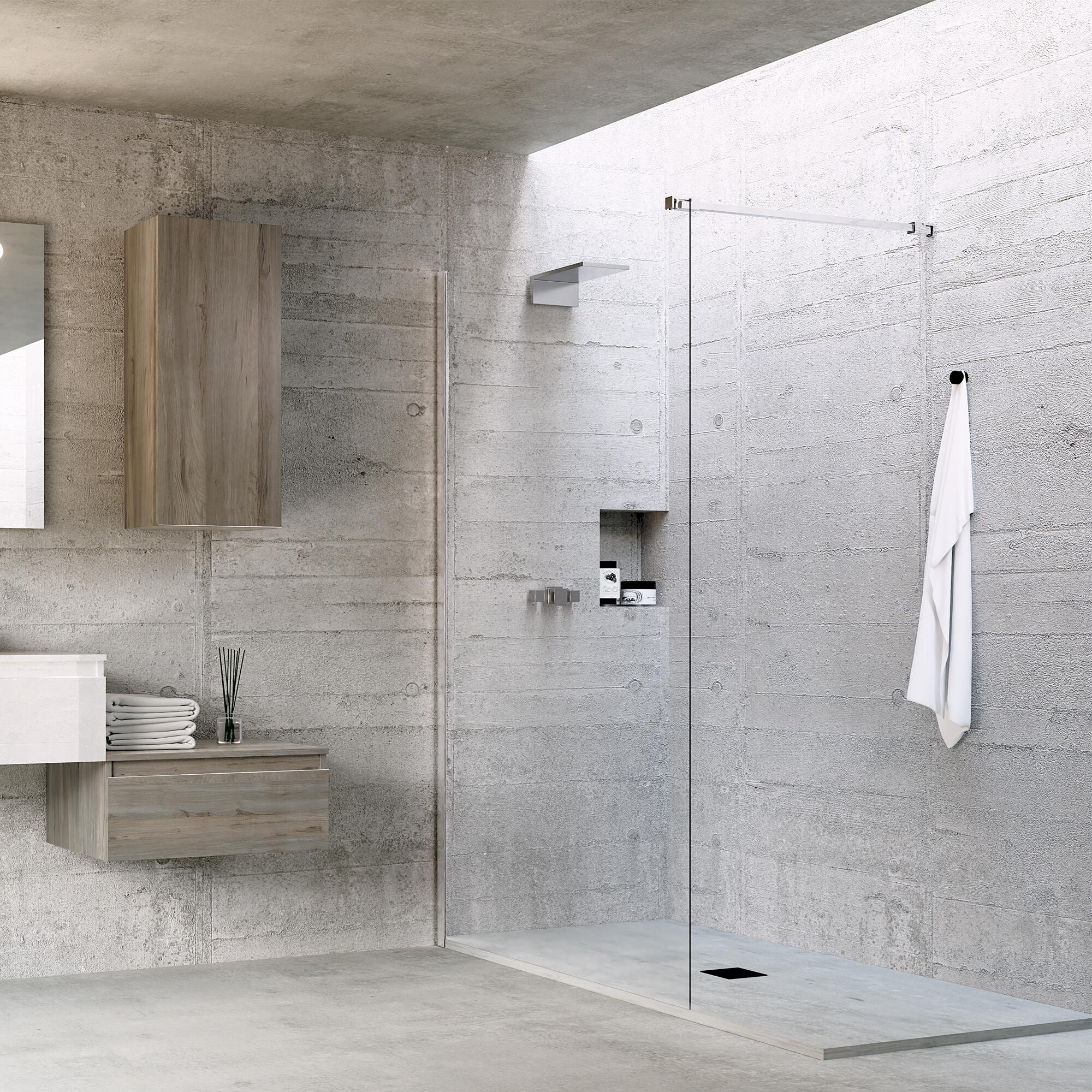 Panel de ducha Antibes transparente perfil cromado 100x200cm | Leroy Merlin