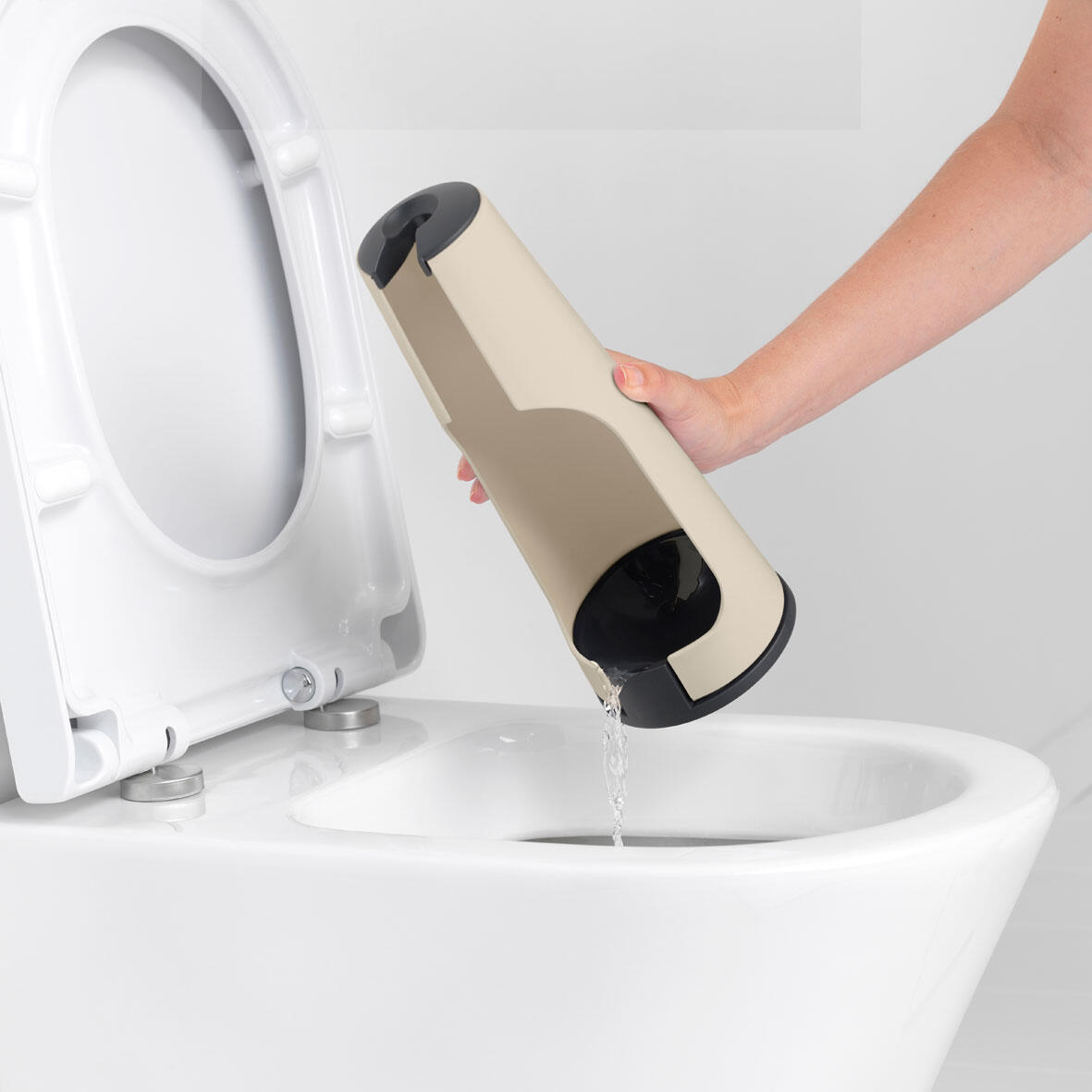 Pot avec brosse WC intégrée beige Renew | Leroy Merlin