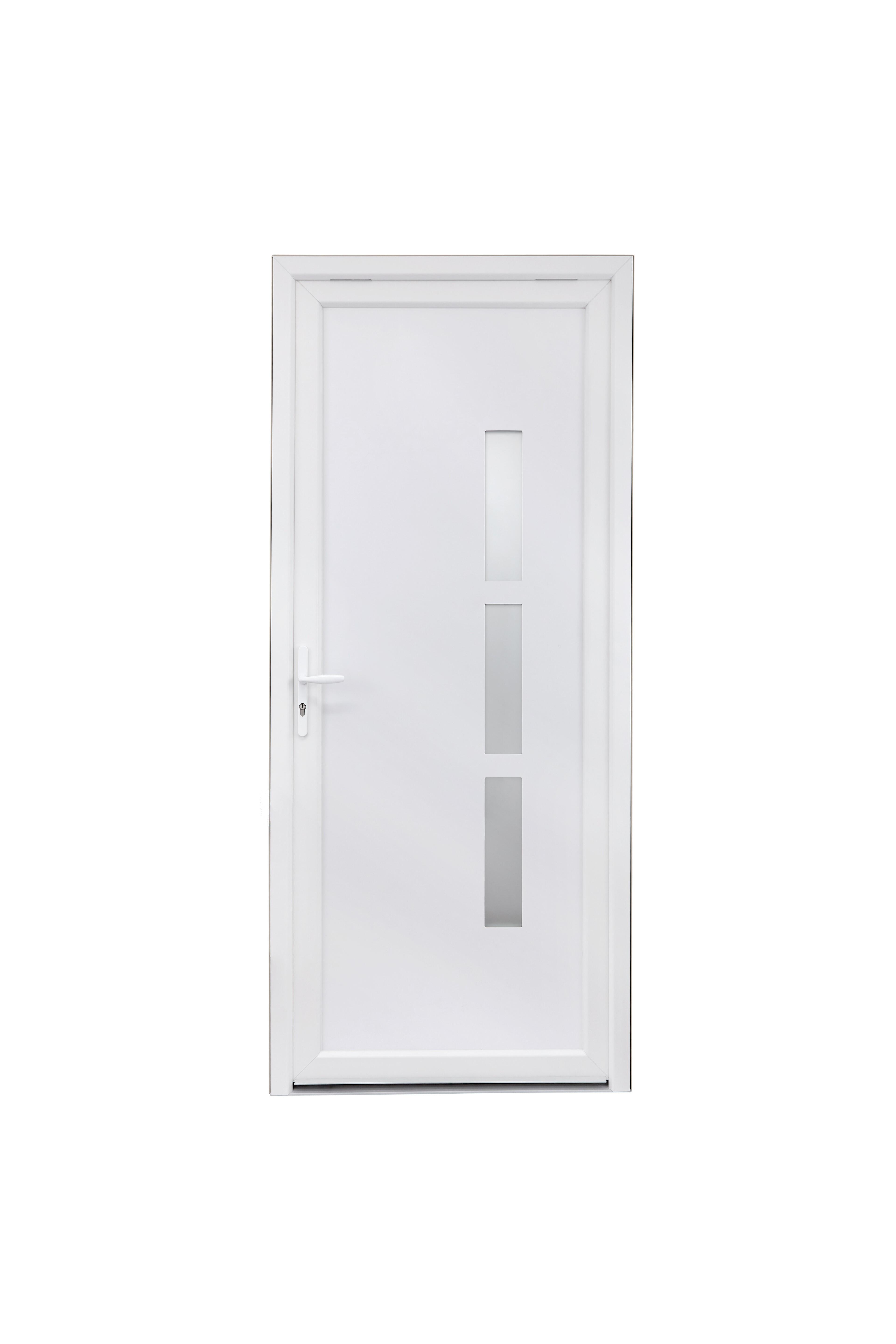 Porte d'entrée PVC Manhattan 2 Primo H.215 x l.80 cm vitrée blanc, pou ...