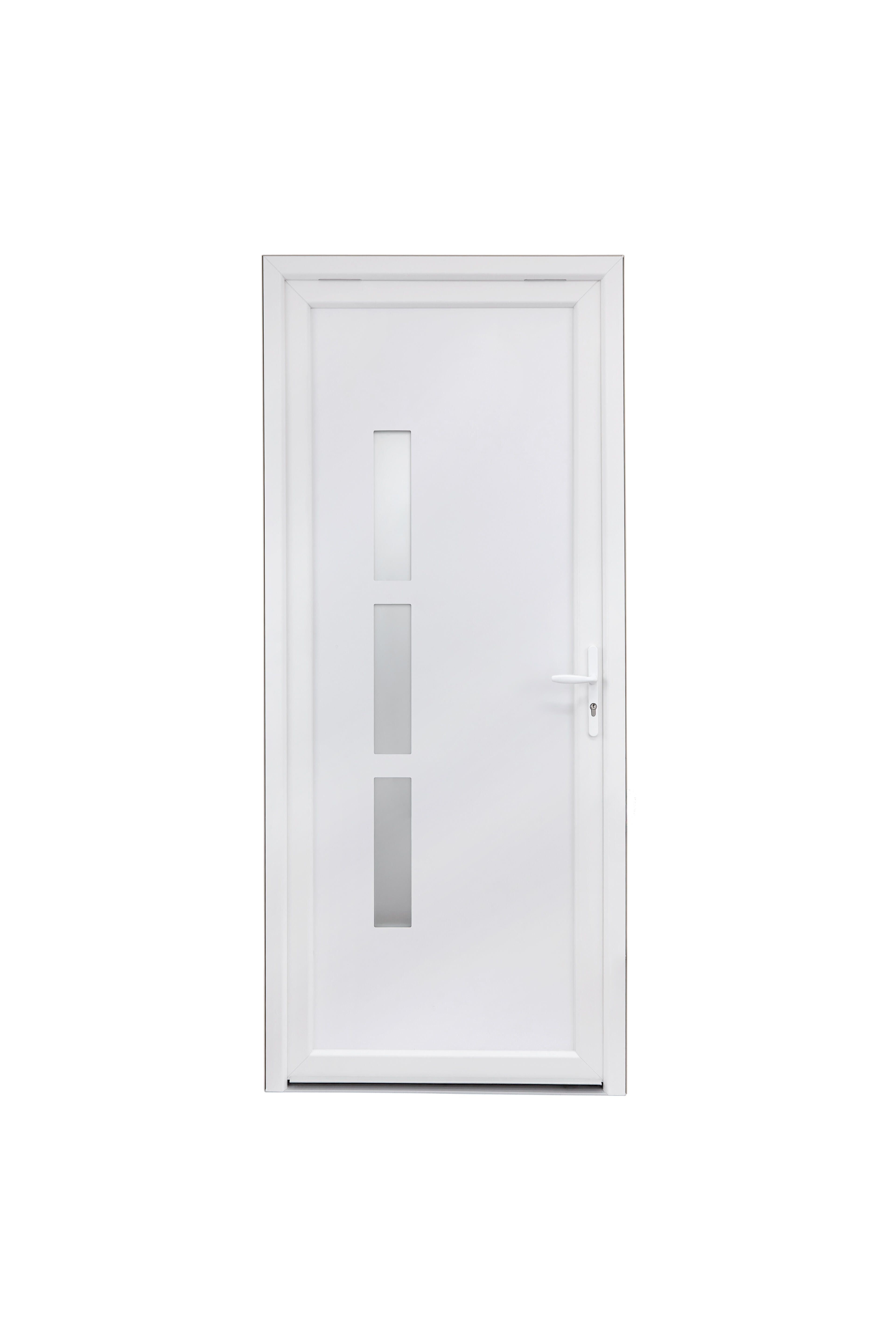 Porte d'entrée PVC Manhattan 2 Primo H.215 x l.80 cm vitrée blanc, pous ...