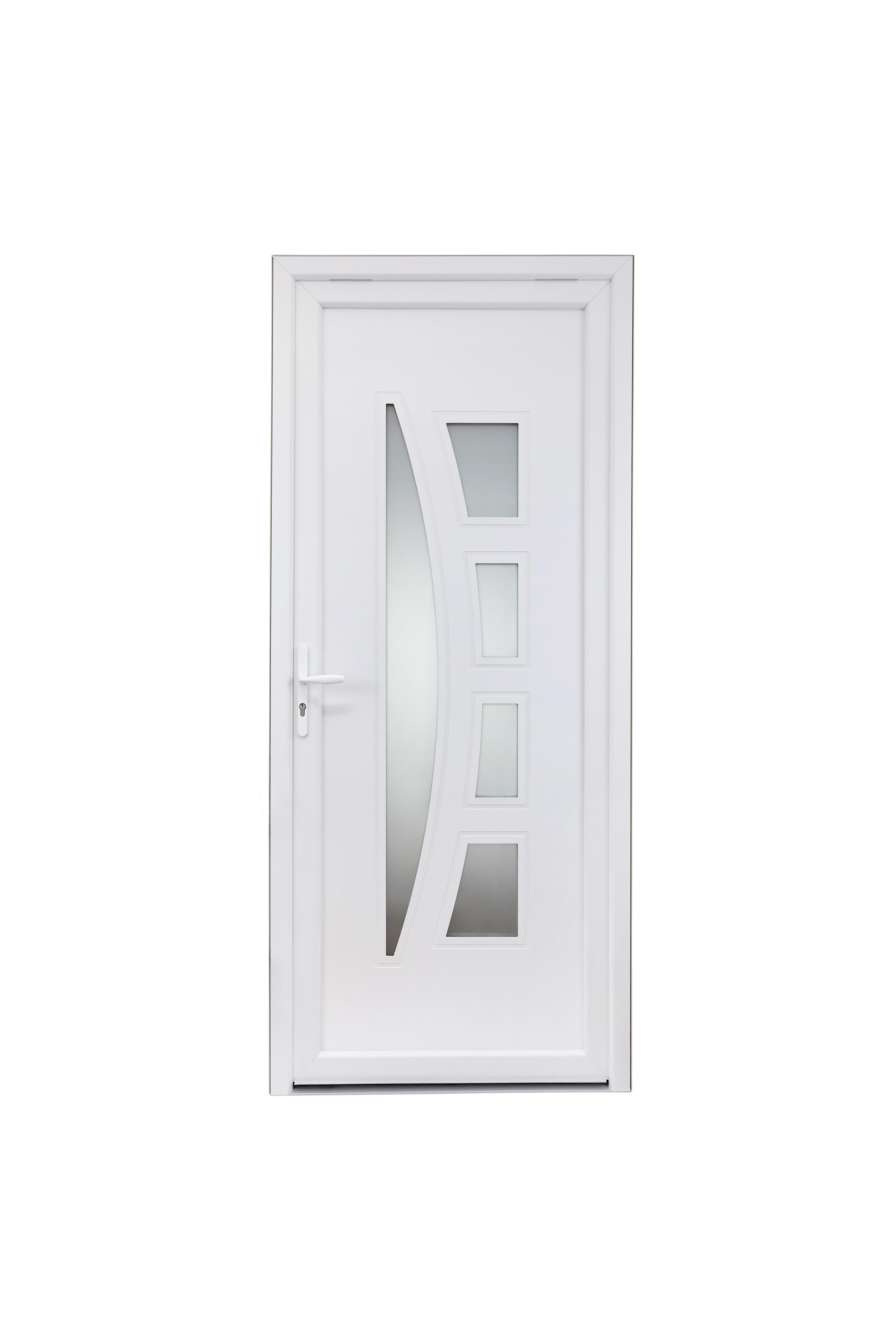 Porte d'entrée PVC Dublin H.215 x l.90 cm poussant droit blanc | Bricoman