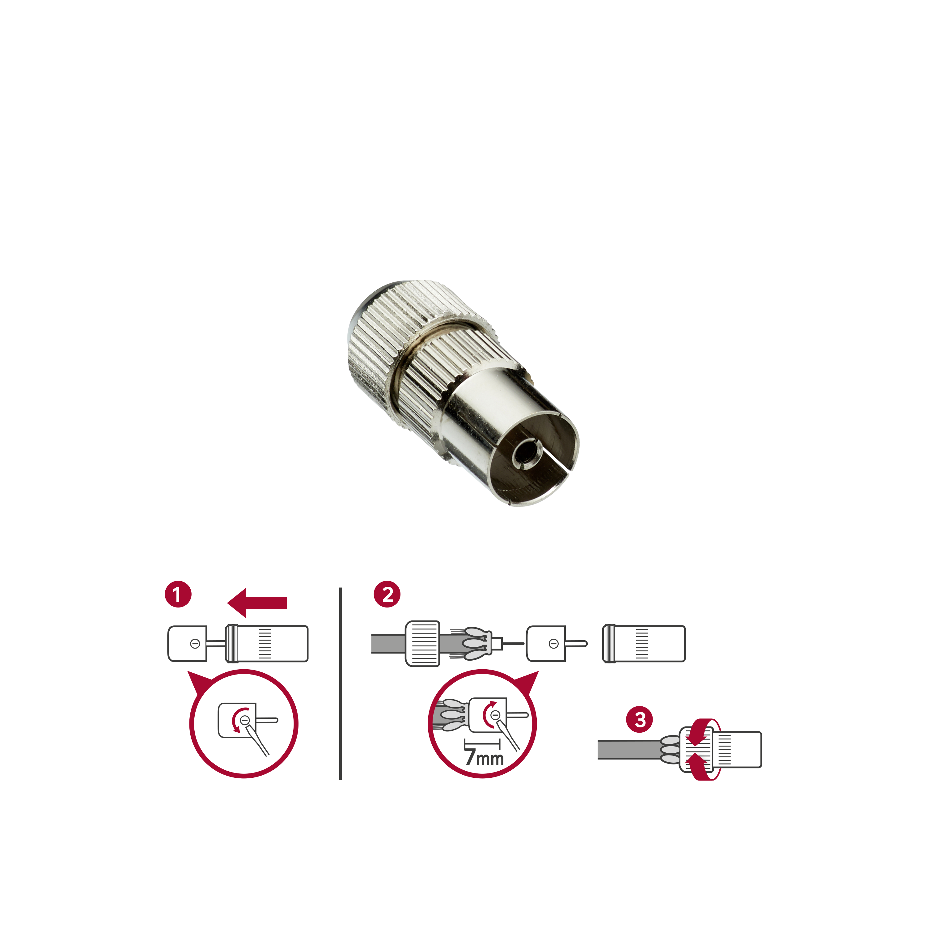 Conector tv coaxial 9.52mm hembra lexman | Leroy Merlin