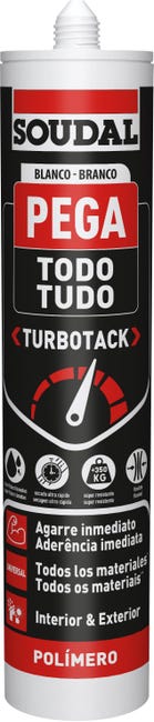 Adhesivo De Montaje SOUDAL Pega Todo Turbotack 290 Ml Blanco Para adhesivo-de-montaje-soudal-pega-todo-turbotack-290-ml-blanco-para