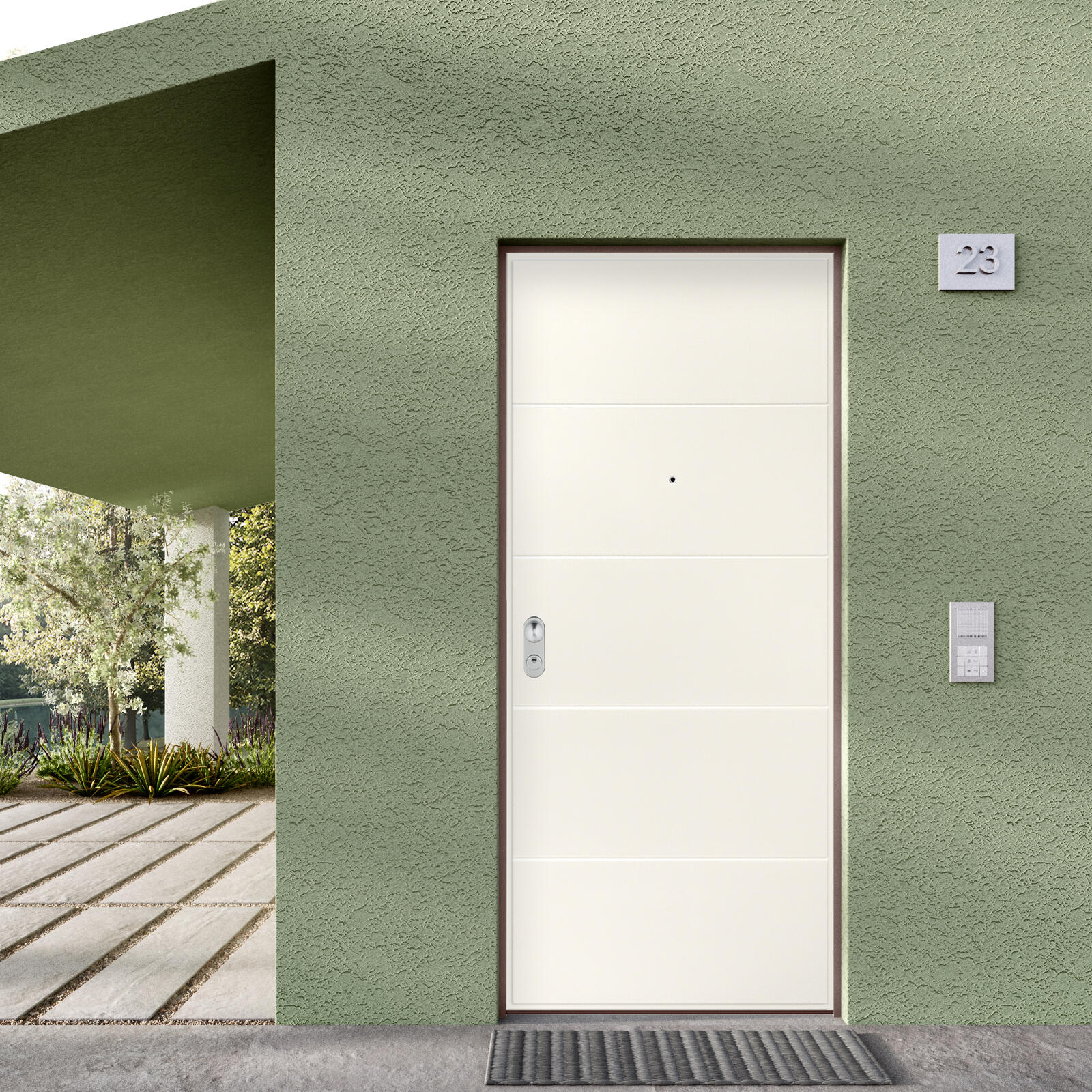 Porta blindata DI.BI. Linee L 90 x H 210 cm bianco apertura destra ...