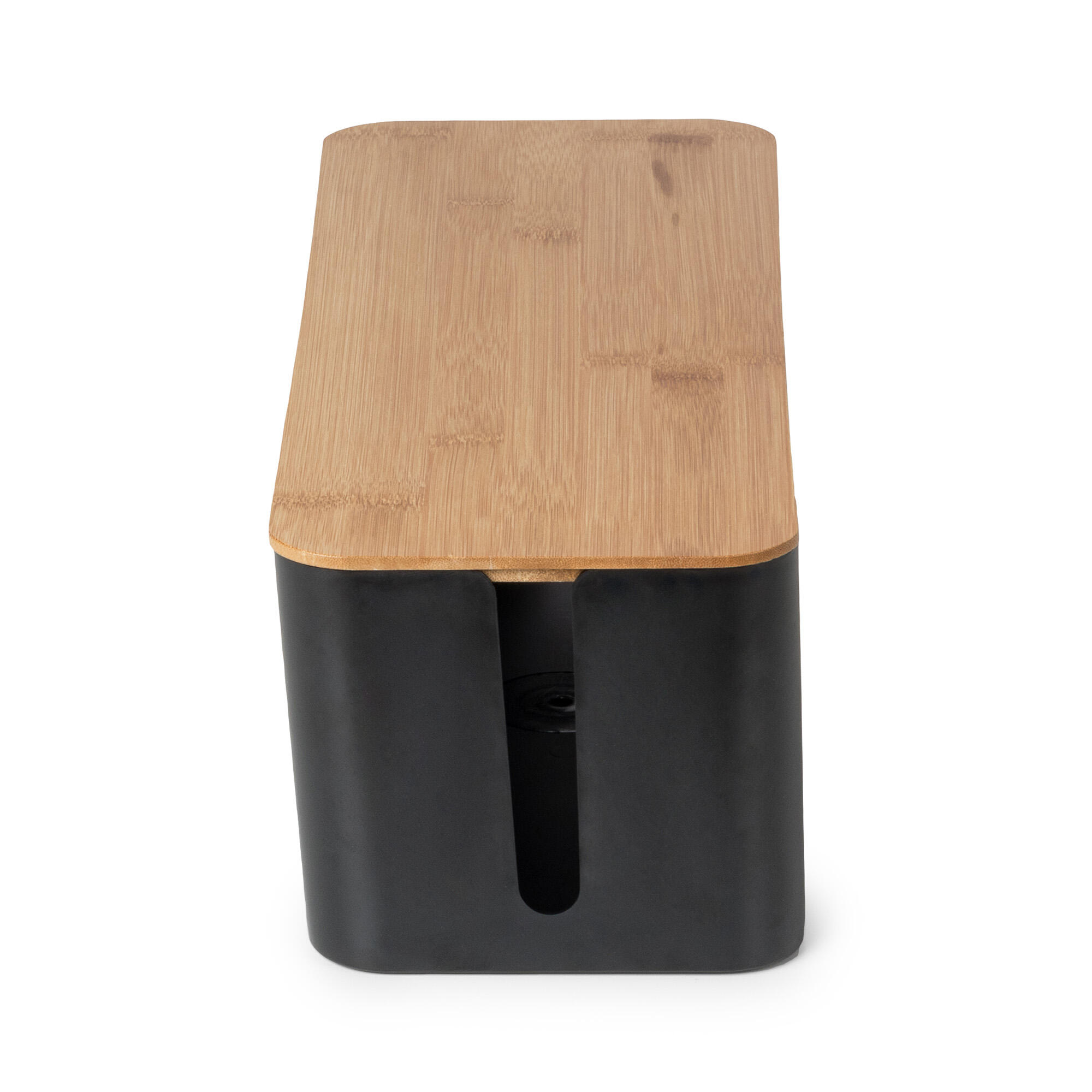 Boîte range câbles Larry noire et imitation bois | Leroy Merlin