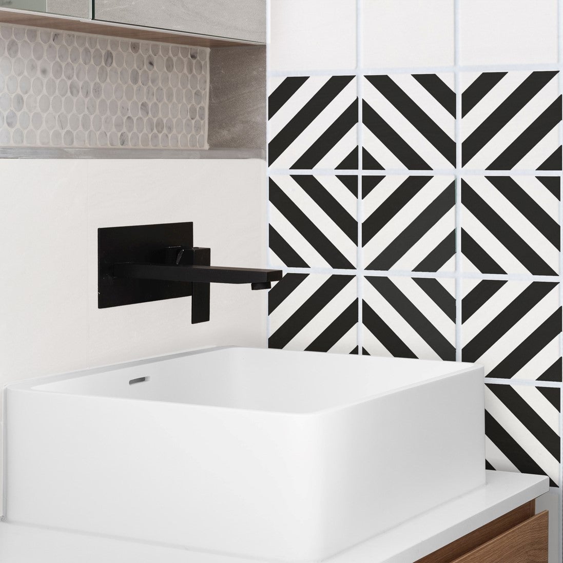 Lot de 6 stickers décoratifs rayure, noir, 15 cm x 15 cm | Leroy Merlin