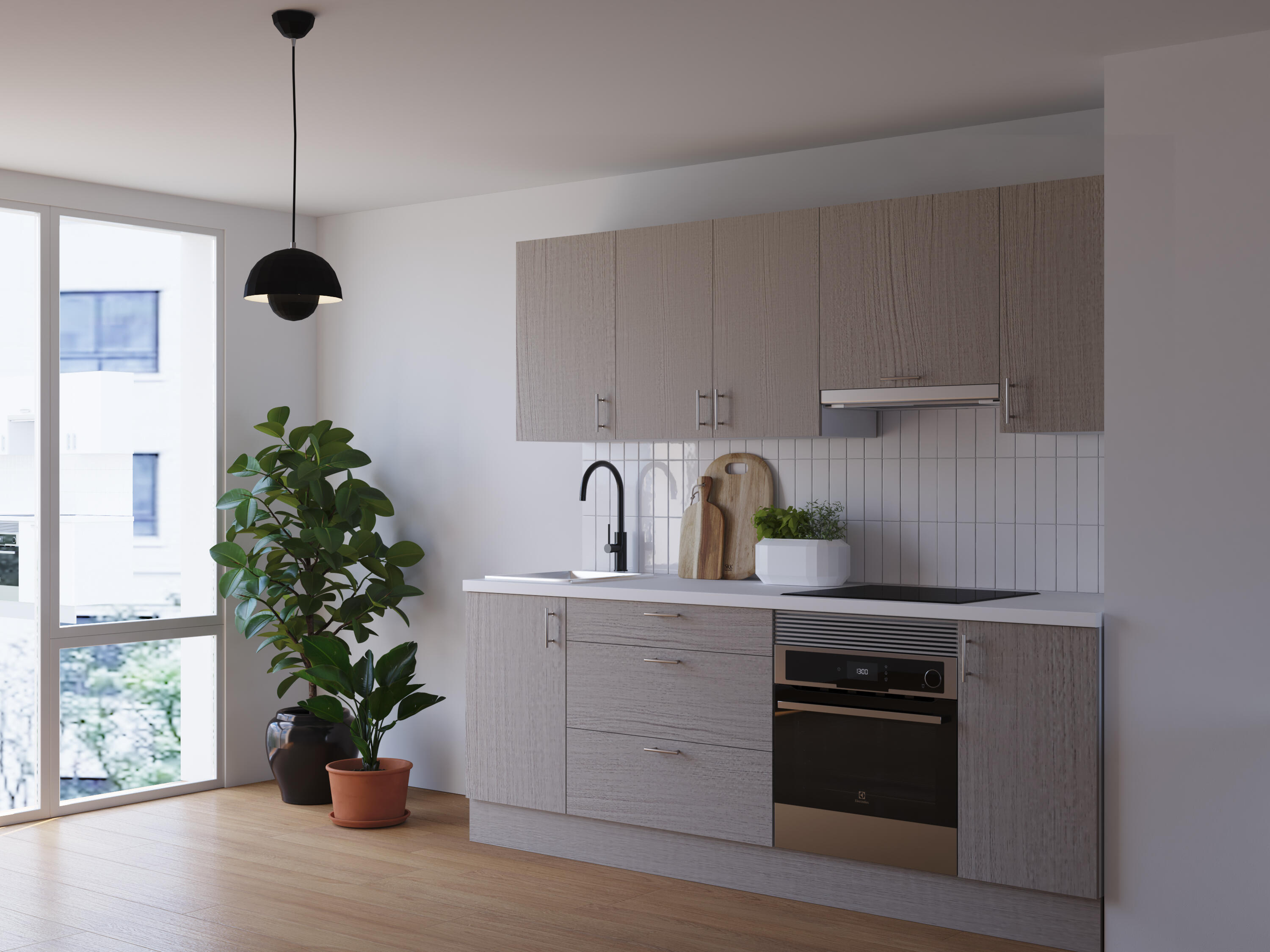 Cocina en kit CÁCERES 4 madera 225 cm | Leroy Merlin