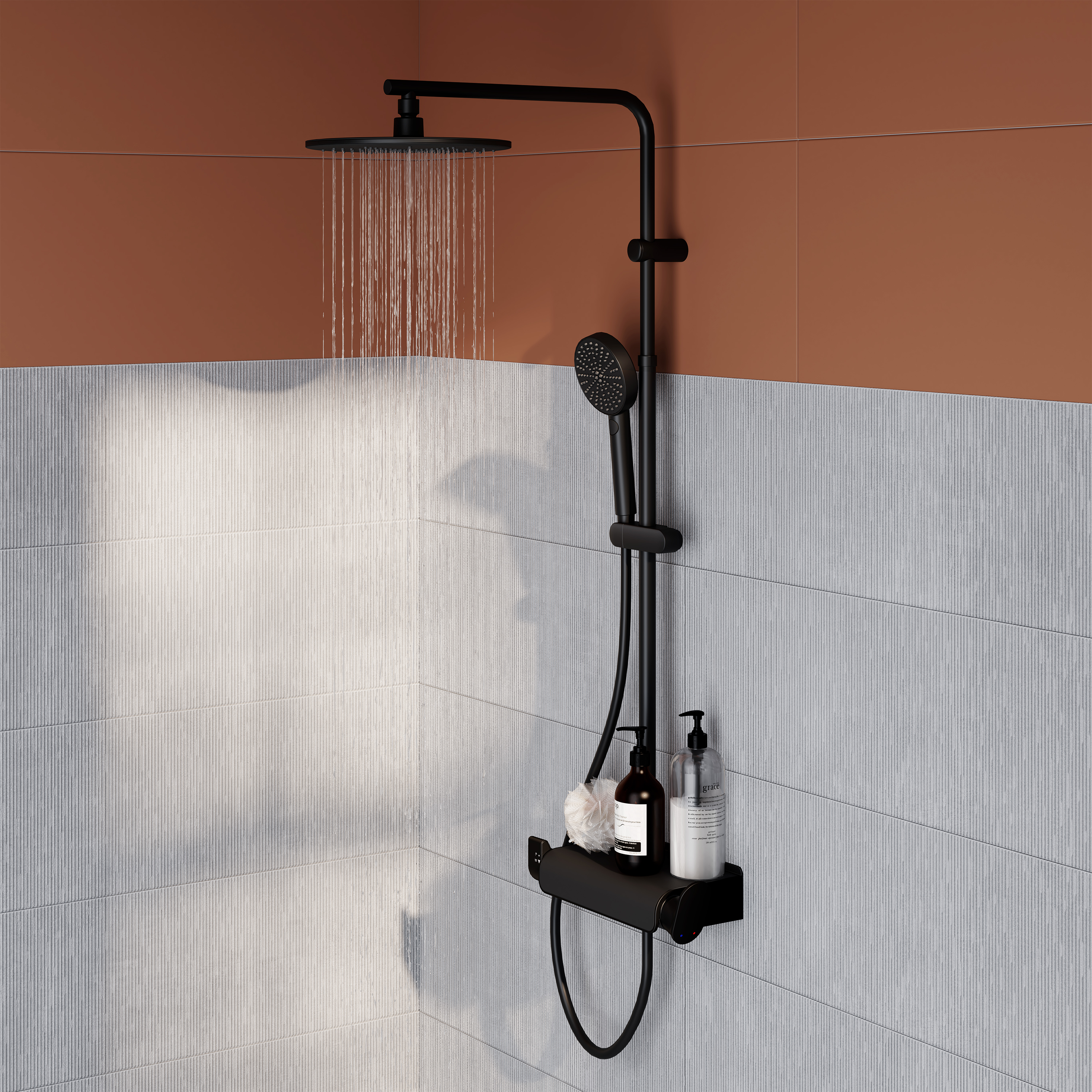 Colonne de douche mécanique, SENSEA Easy, Noir | Leroy Merlin