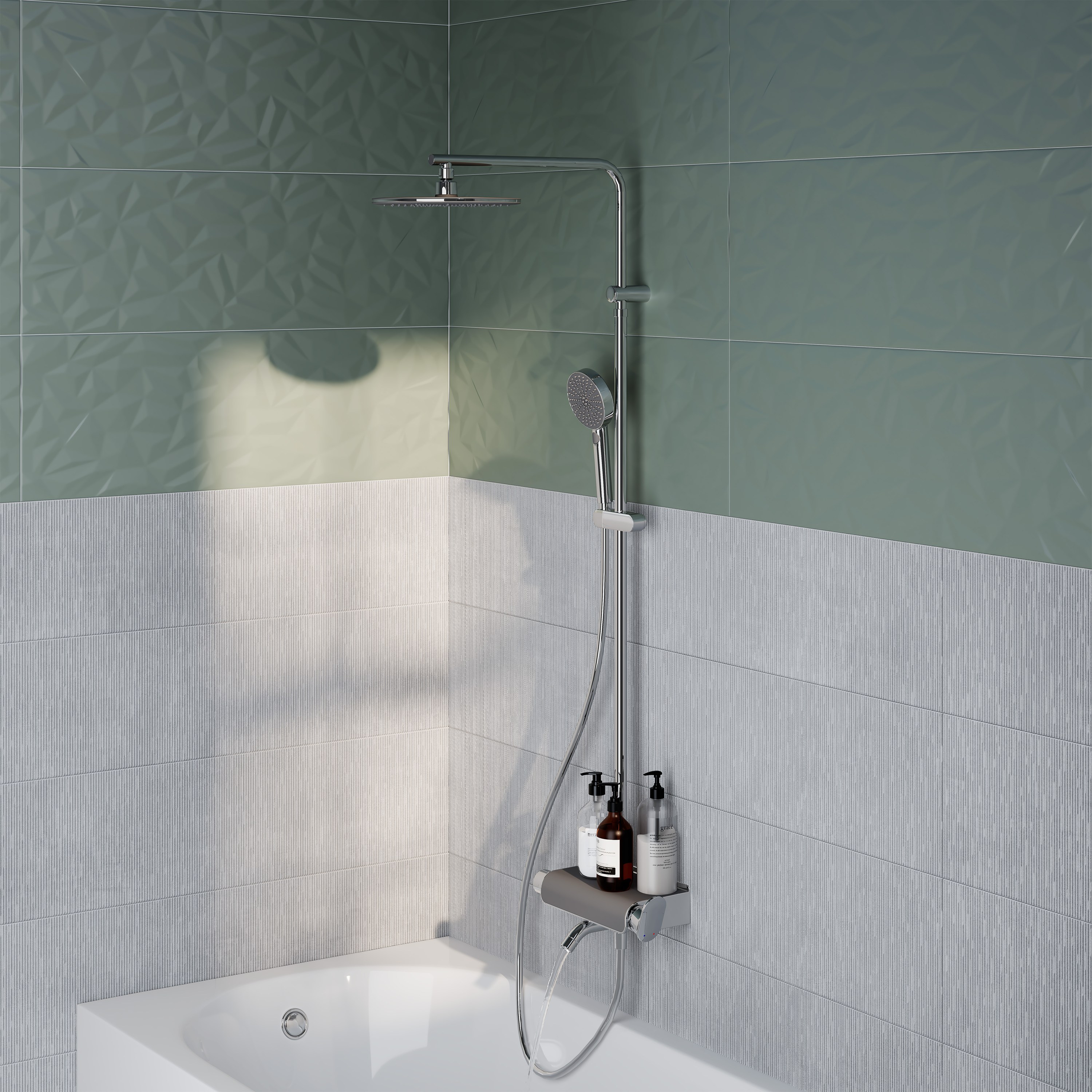 Colonne de douche et bain mécanique, SENSEA Easy, Chrome | Leroy Merlin