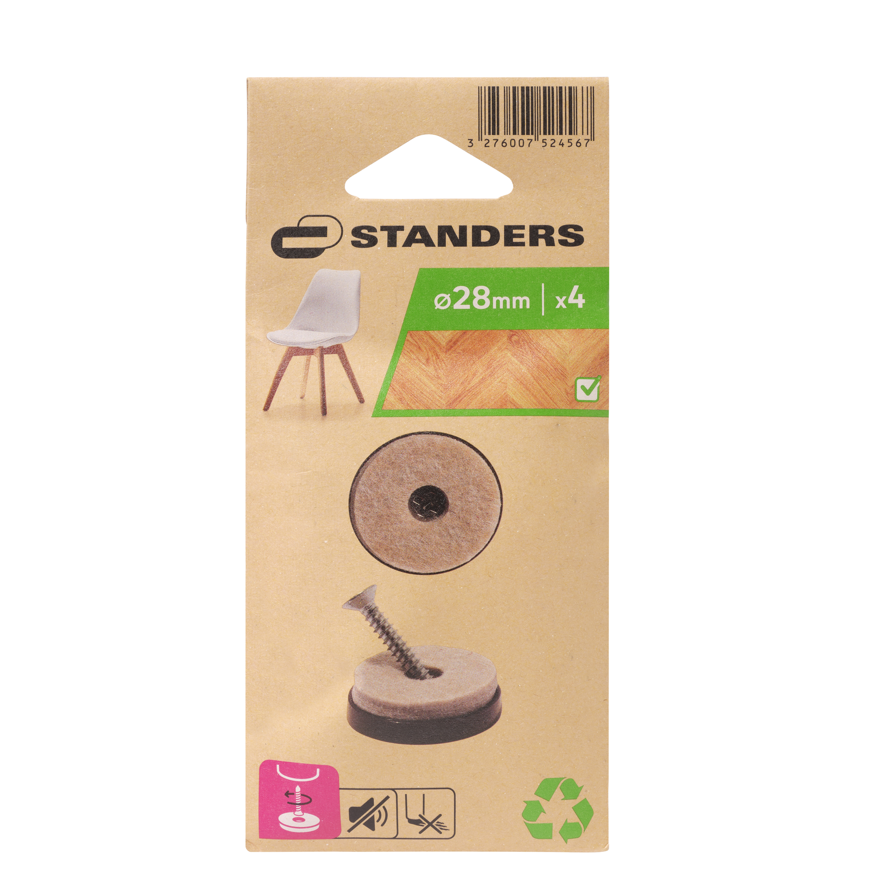 4 patins de pied de meuble en pet (polyéthylène téréphtalate) à visser STANDERS | Leroy Merlin