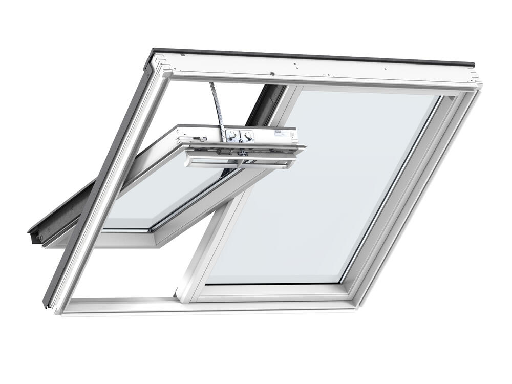 Ventana de techo madera blanco Velux GGLS FFK06 207030 giratoria solar ...