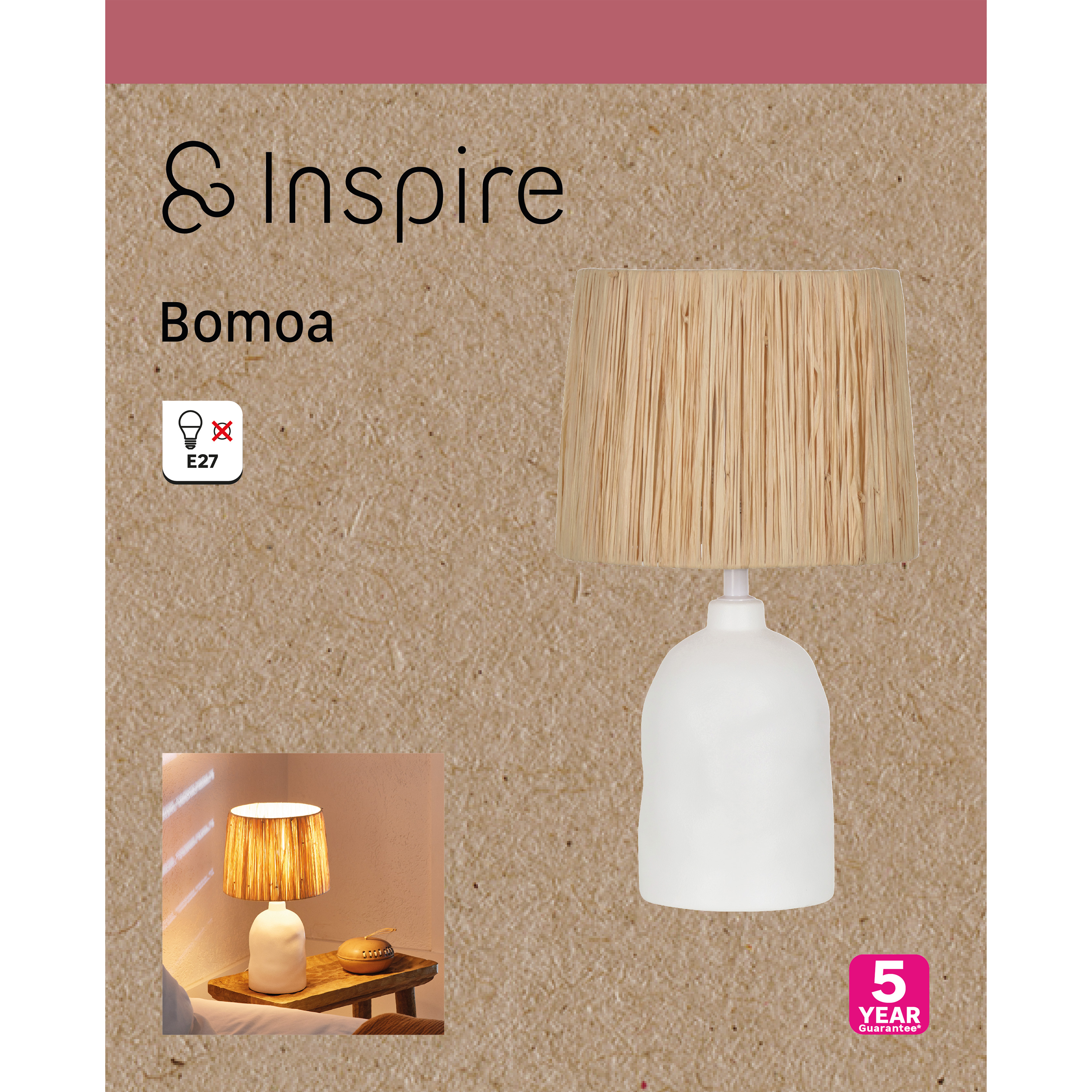 Lampe Bomoa, céramique, beige, H.35 cm INSPIRE, E27 | Leroy Merlin