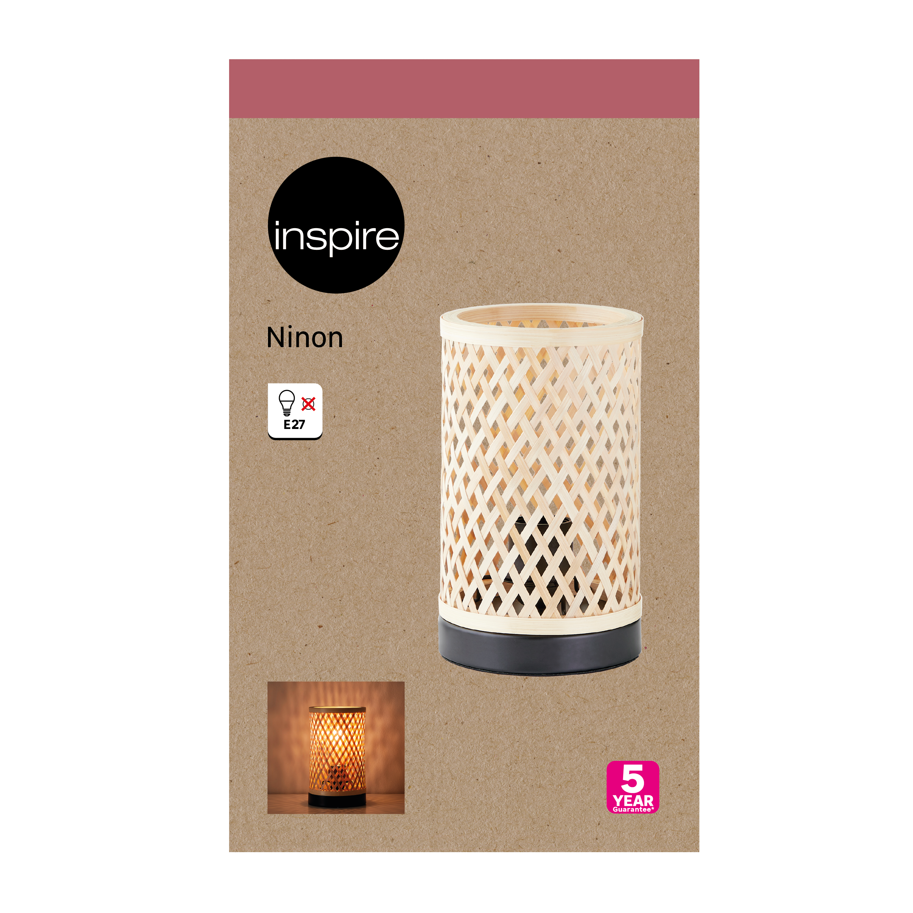 Lampada da tavolo natura Ninon bambù E27 INSPIRE | Leroy Merlin