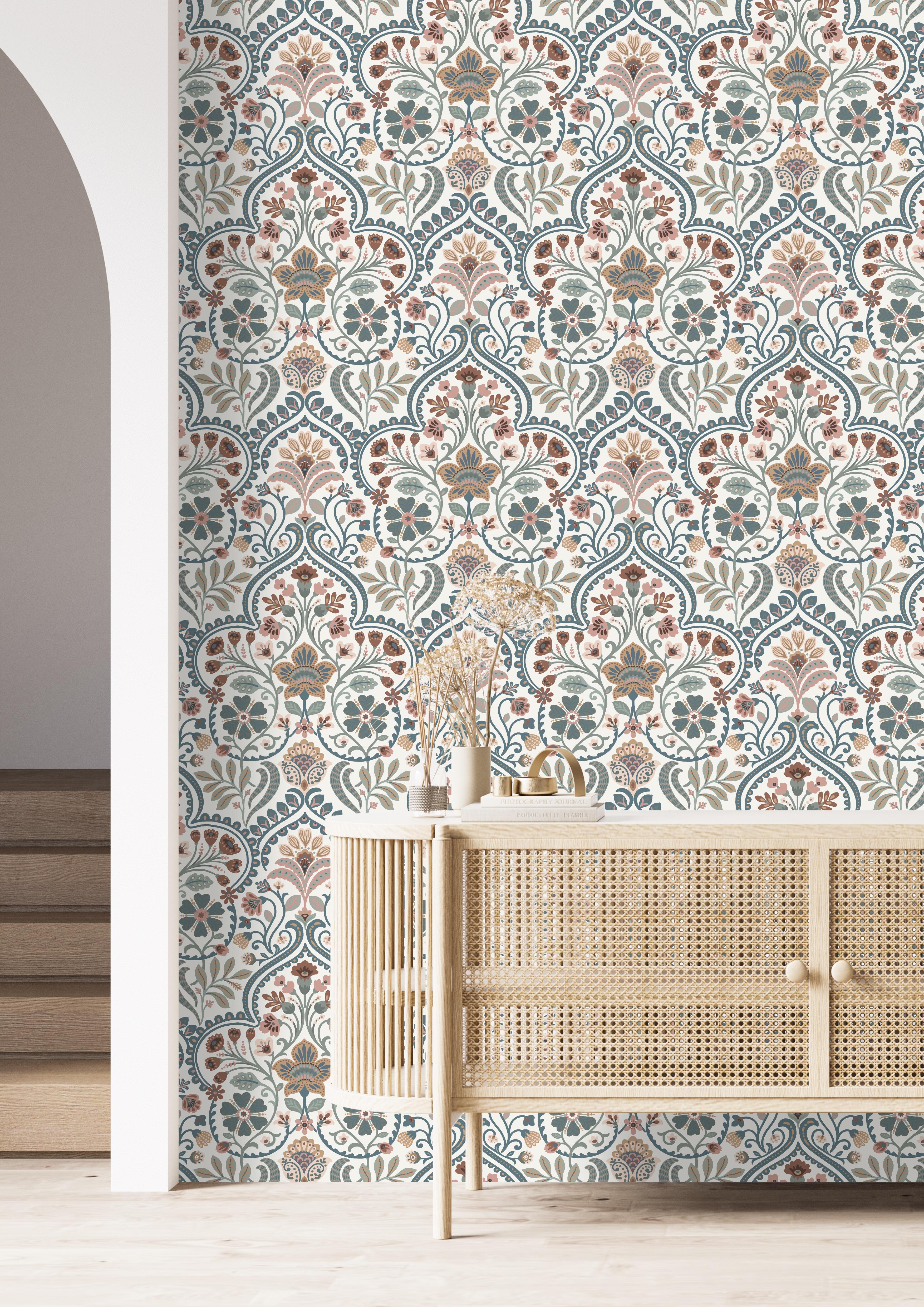 Papier peint intissé William bohême vert céladon | Leroy Merlin