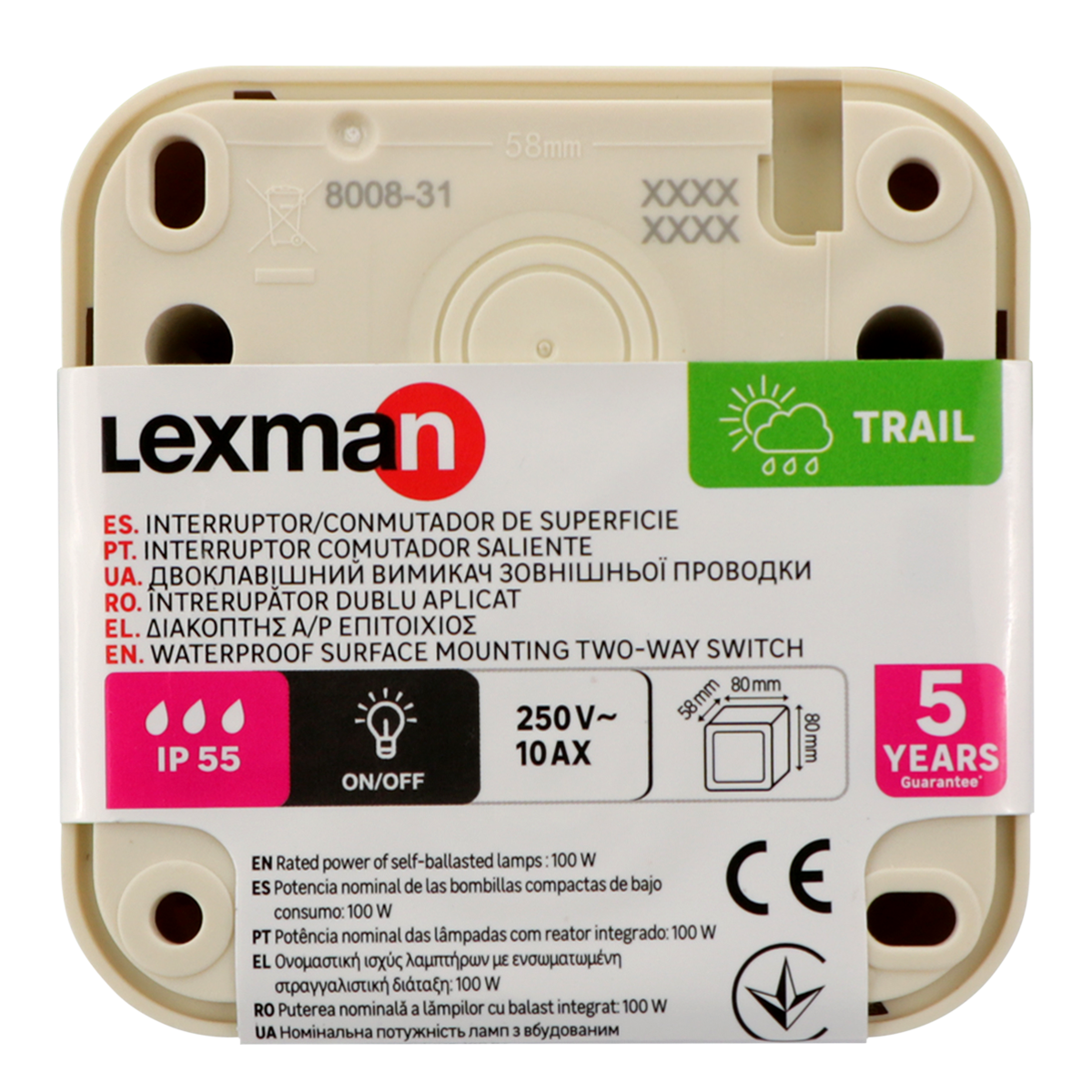 Interruptor LEXMAN Trail IP55 color blanco | Leroy Merlin