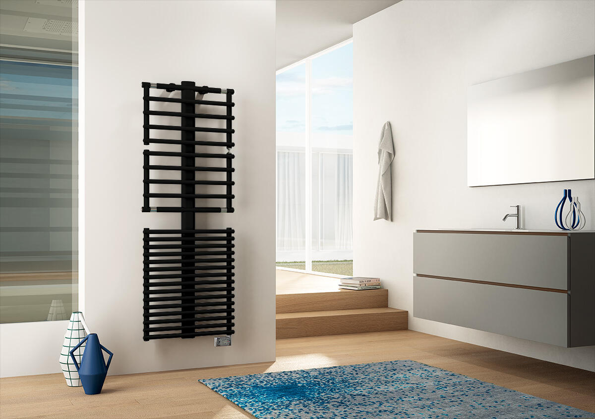 Asciugamani elettrico a inerzia fluida Get Up L 55 cm nero opaco ...