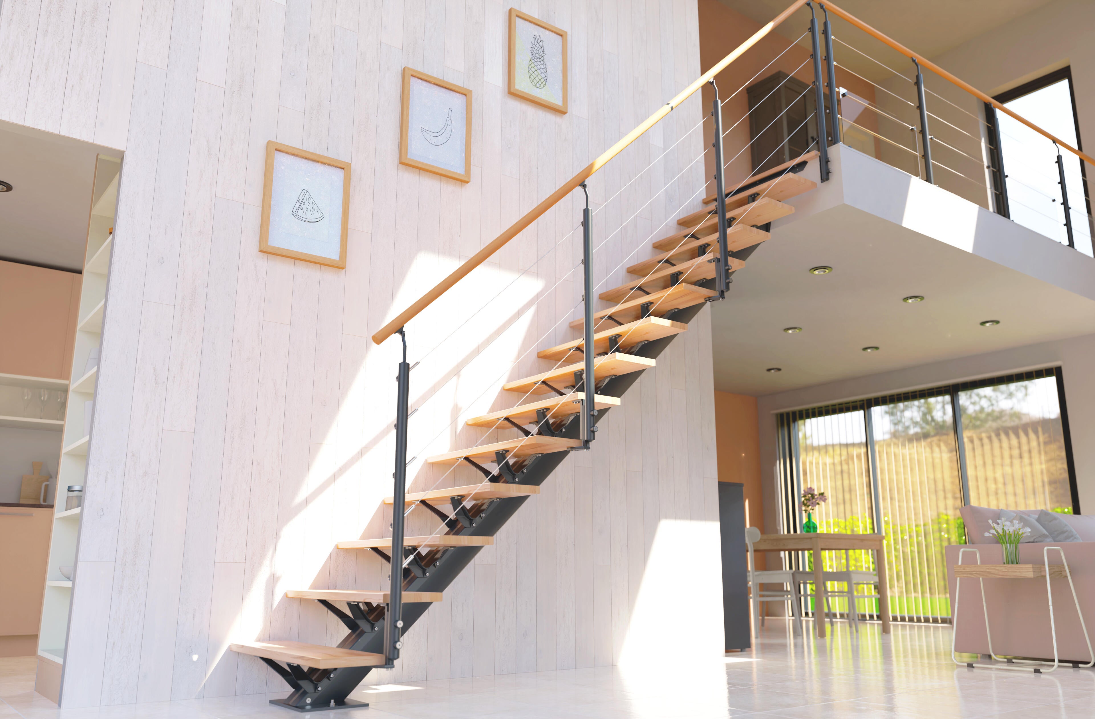 Garde corps câble gris Mona Escapi main courante en aluminium finition ...