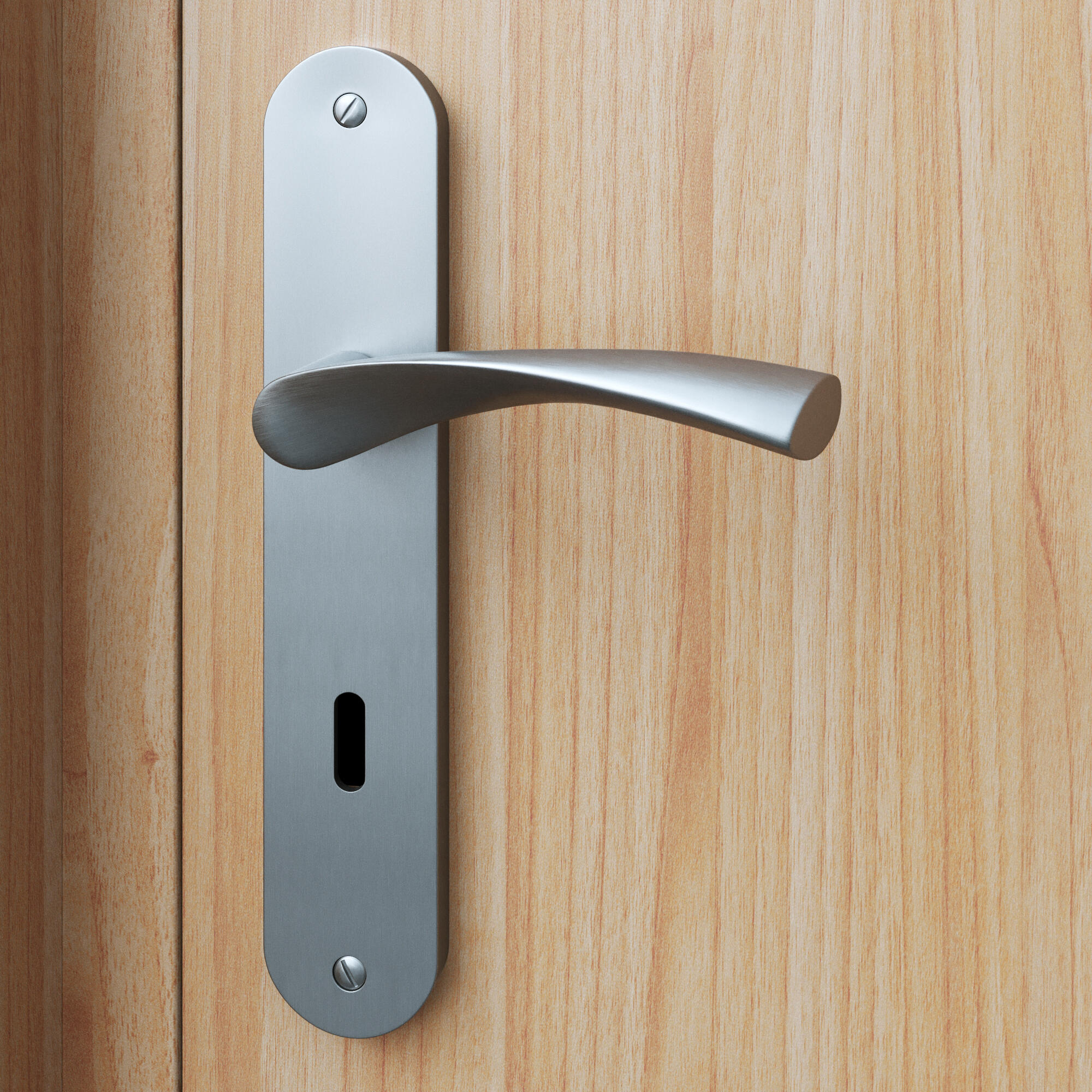 2 poignées sur plaque à clé Arosa aluminium nickel brillant, entraxe ...