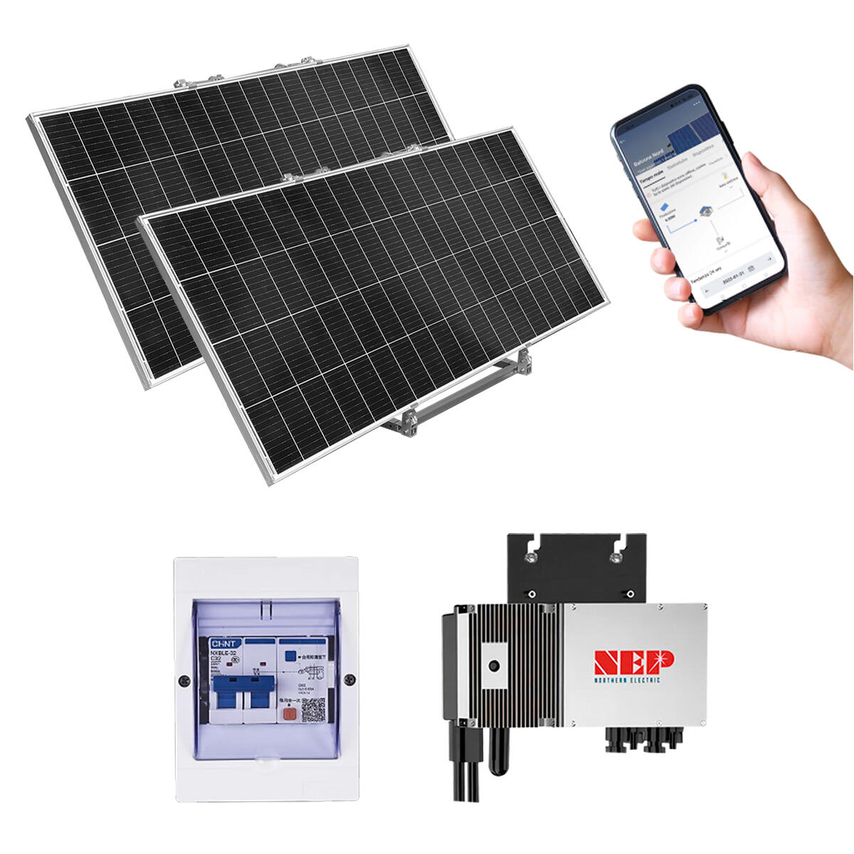 Kit pannello solare plug&play da balcone Kit Smart + inverter e staffe ...