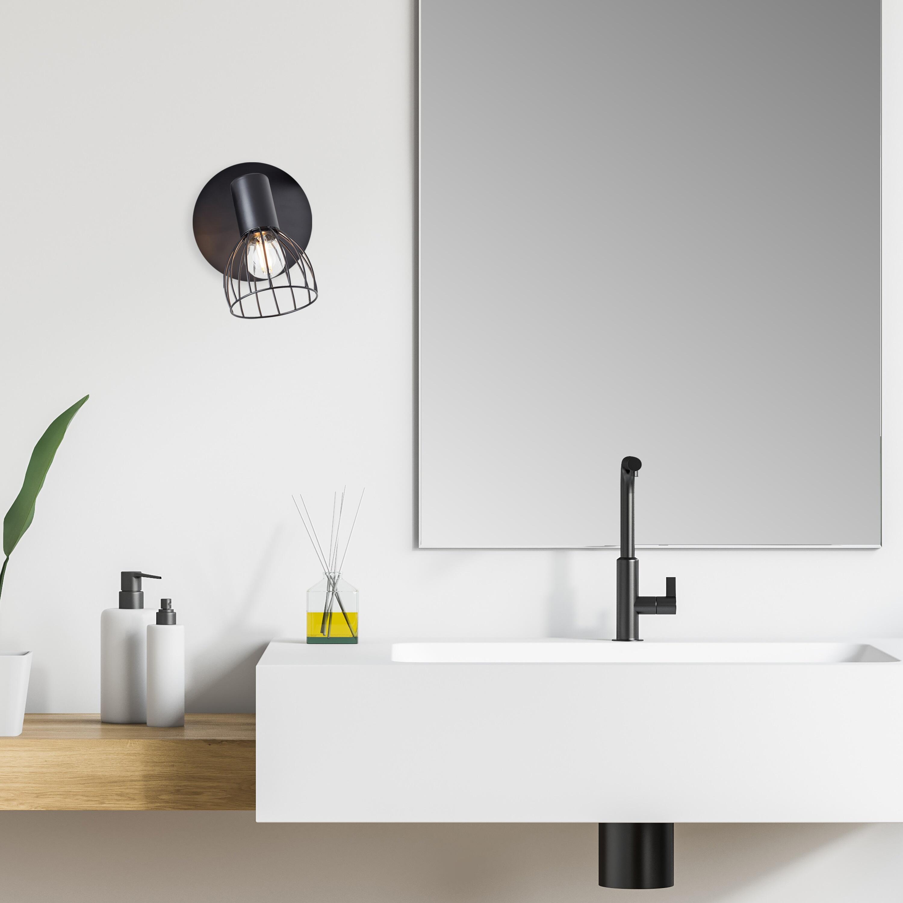 Applique salle de bain Rupert E14, métal noir, Brilliant | Leroy Merlin