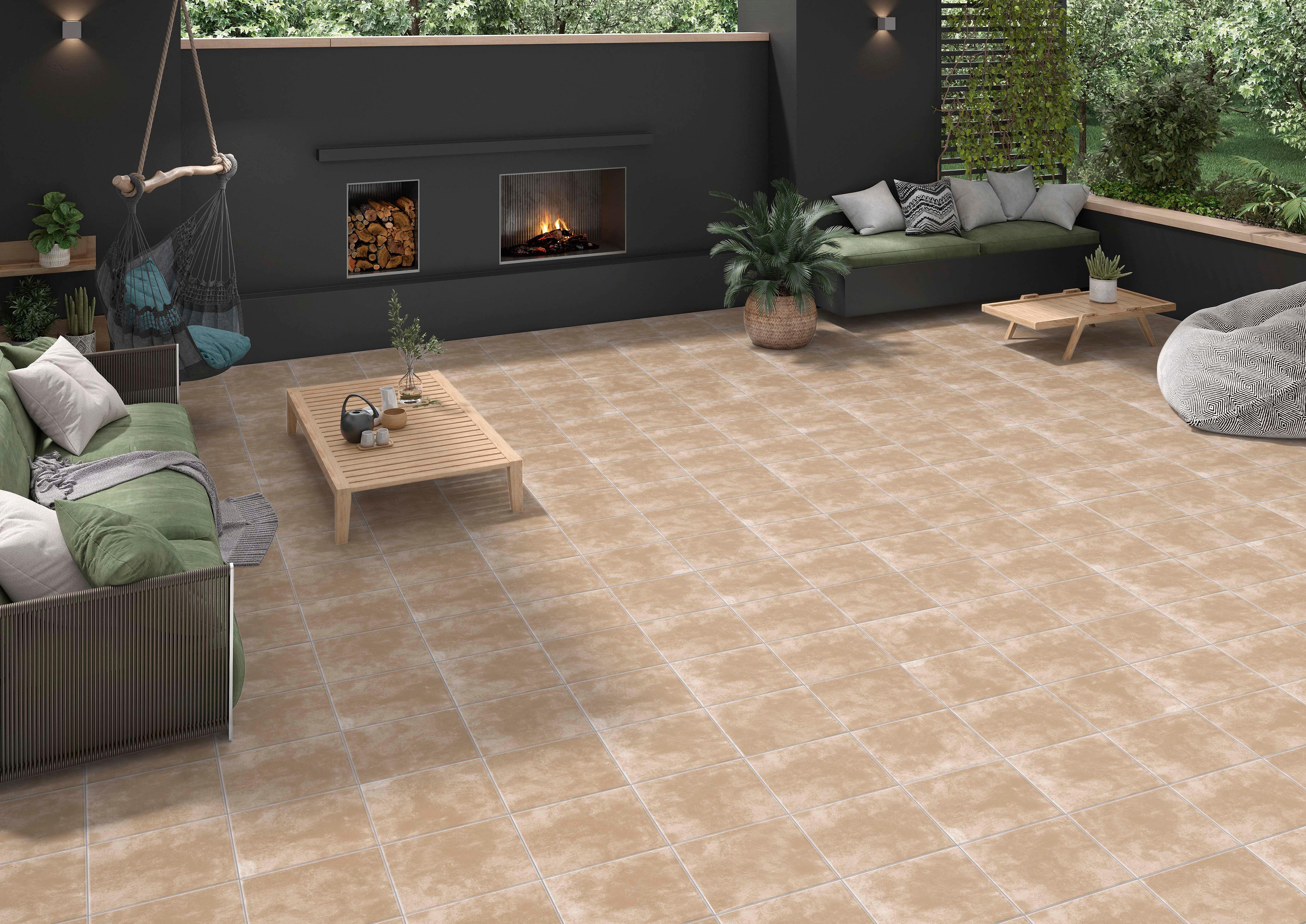 Suelo cerámico New Soneja efecto terracota teja 33.33x33.33 cm C1 ...