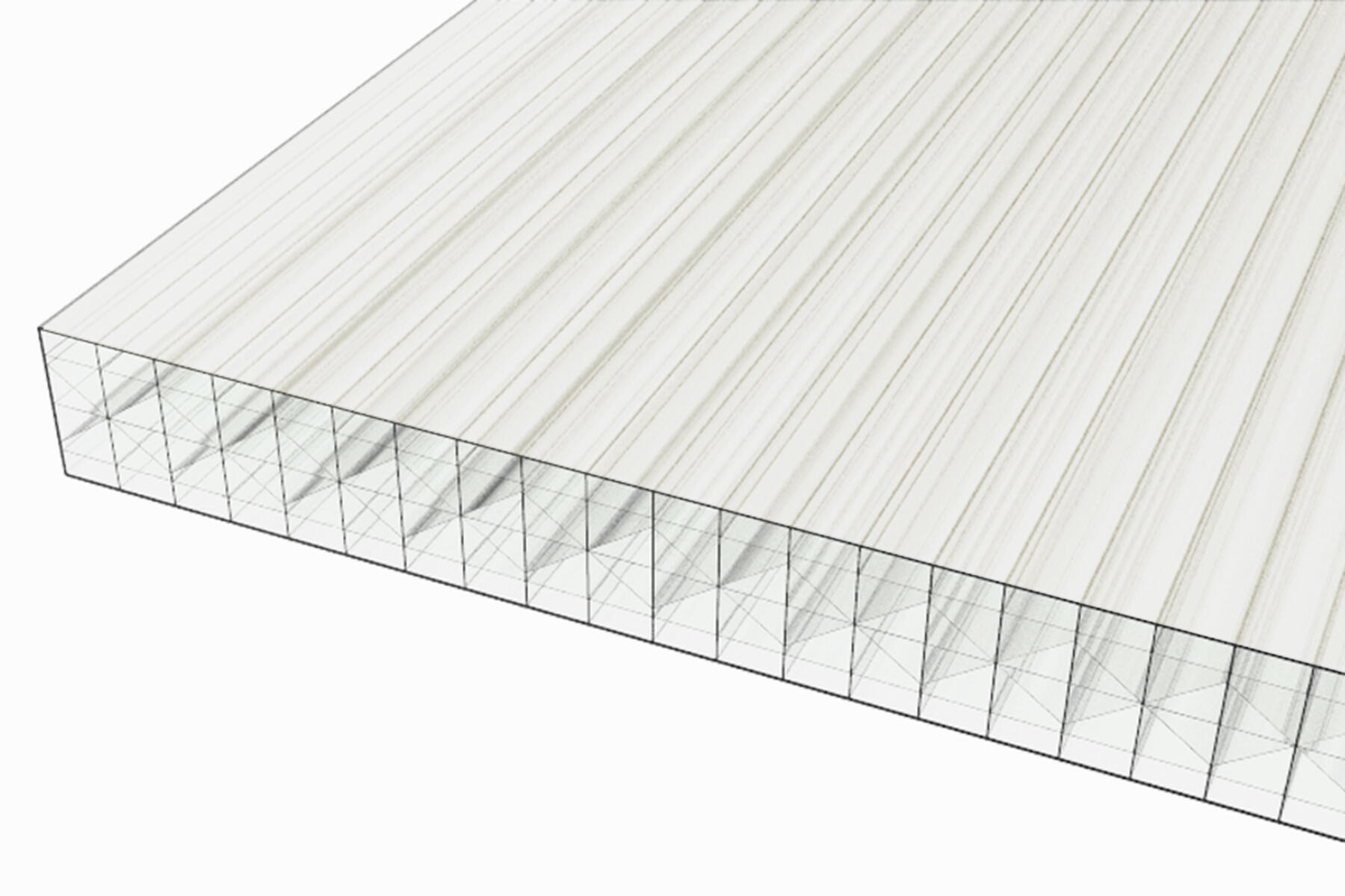 Plaque polycarbonate l.1,25 x L.3,02m, ep.32 mm, 3.55KG/M2 7 parois ...