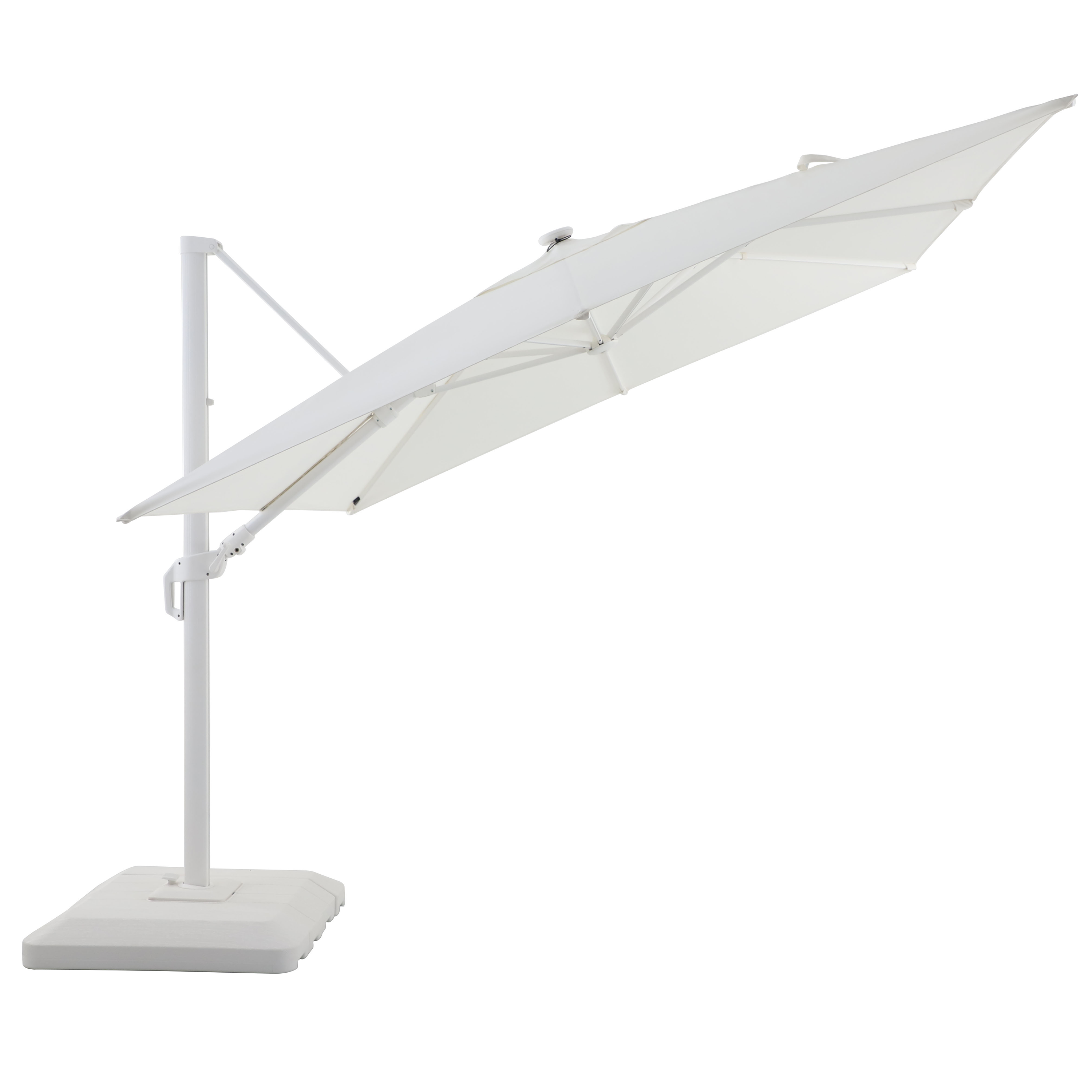 Parasol excéntrico cuadrado NATERIAL Sonora LED de aluminio blanco ...