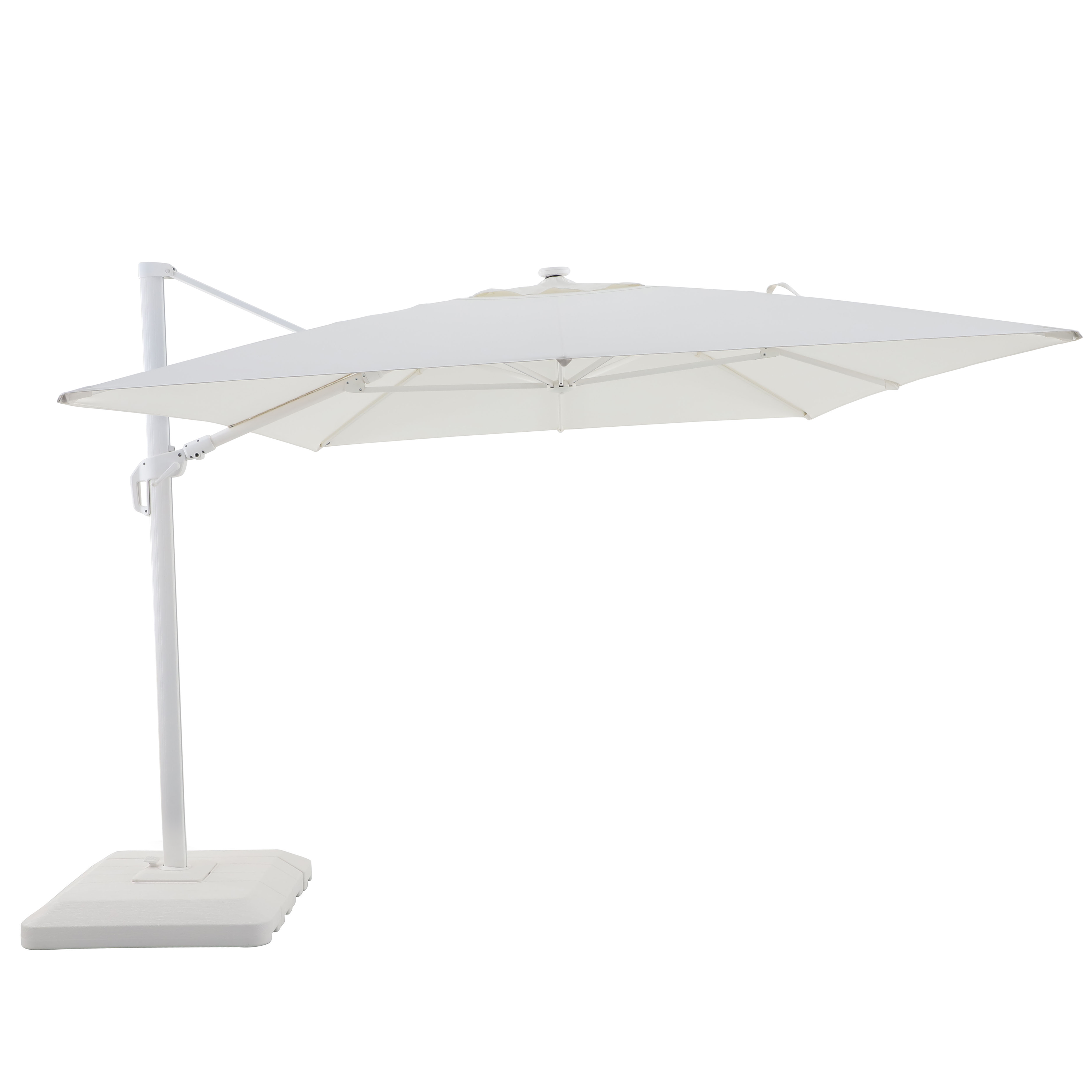 Parasol excéntrico rectangular NATERIAL Sonora LED de aluminio blanco ...