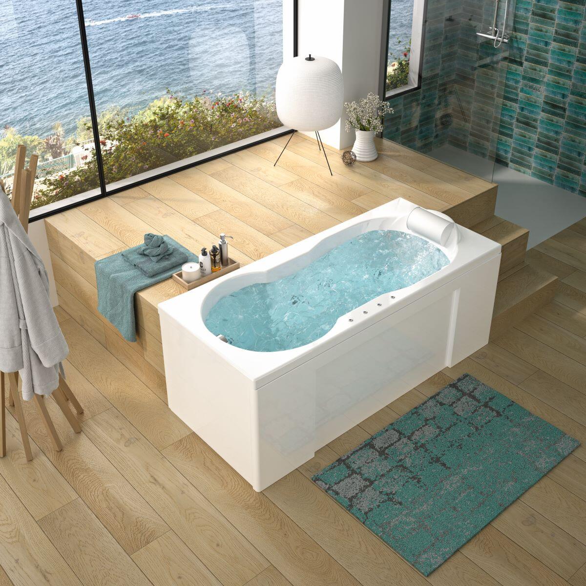 Baignoire balnéo droite L.180x l.80 cm, KINEDO Perfect mass | Leroy Merlin