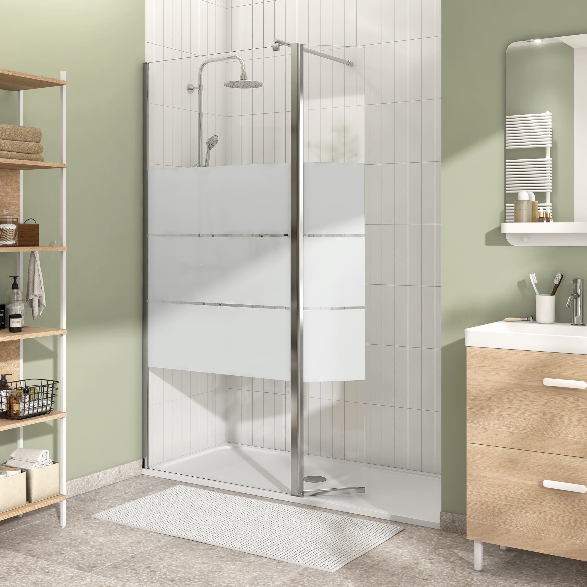 Panel de ducha Easy serigrafiado cromado 2 hojas 90+30x195 cm | Leroy ...