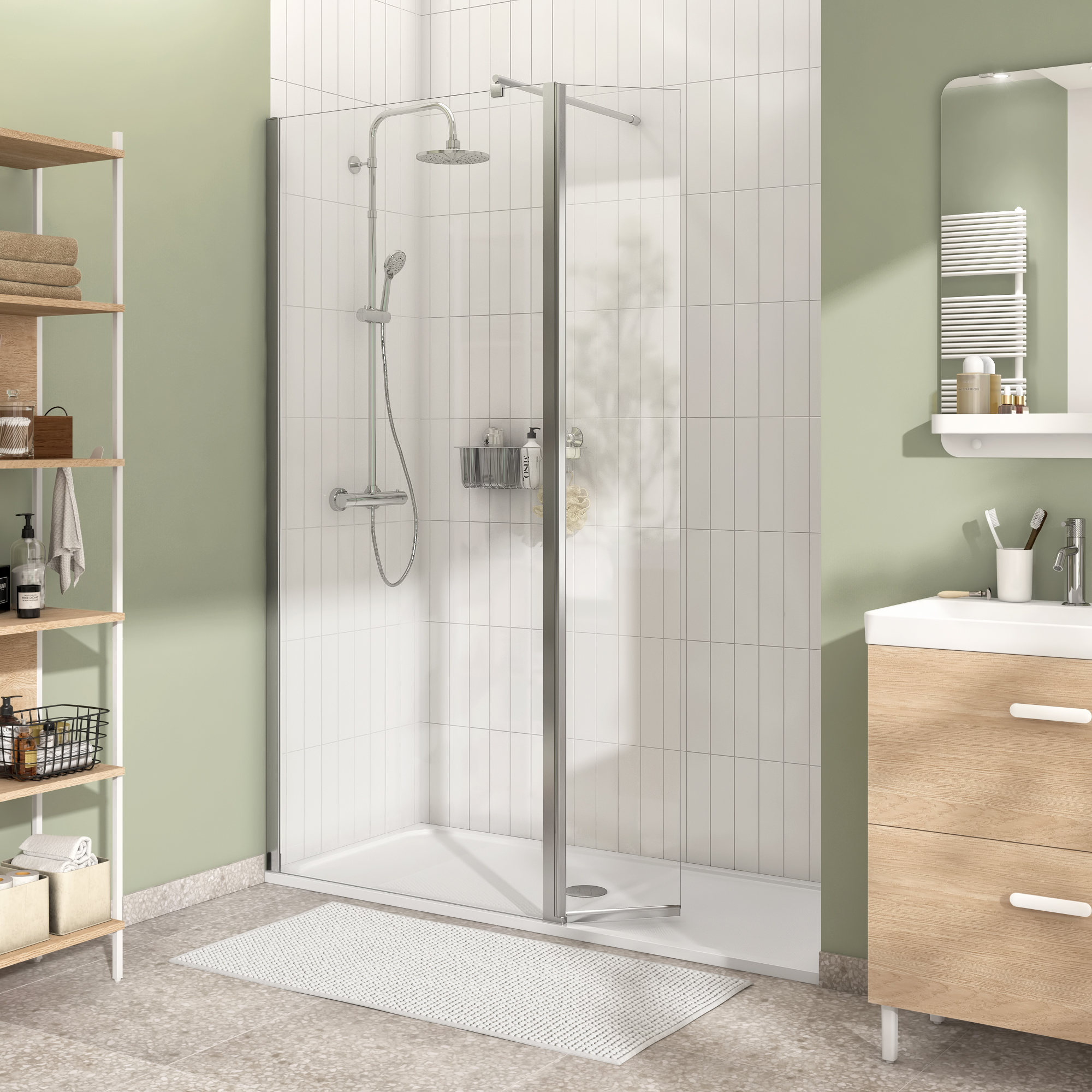 Panel de ducha Easy transparente cromado 120x195 cm | Leroy Merlin