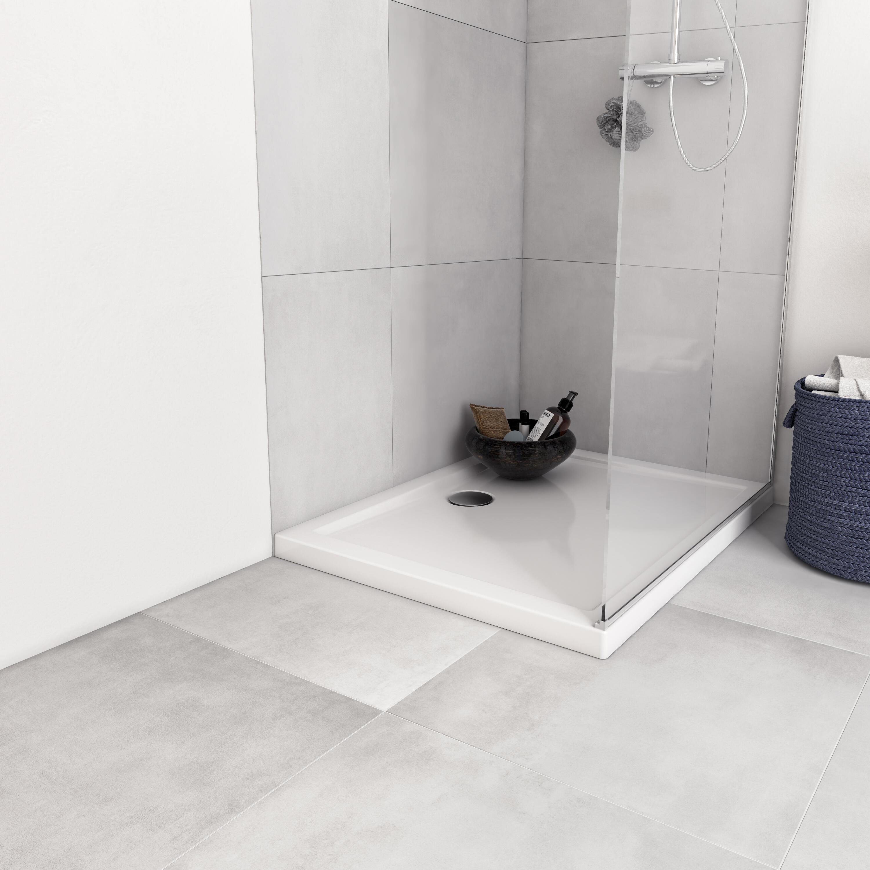 Receveur de douche standard, acrylique, blanc L.100 x l.80 cm ...