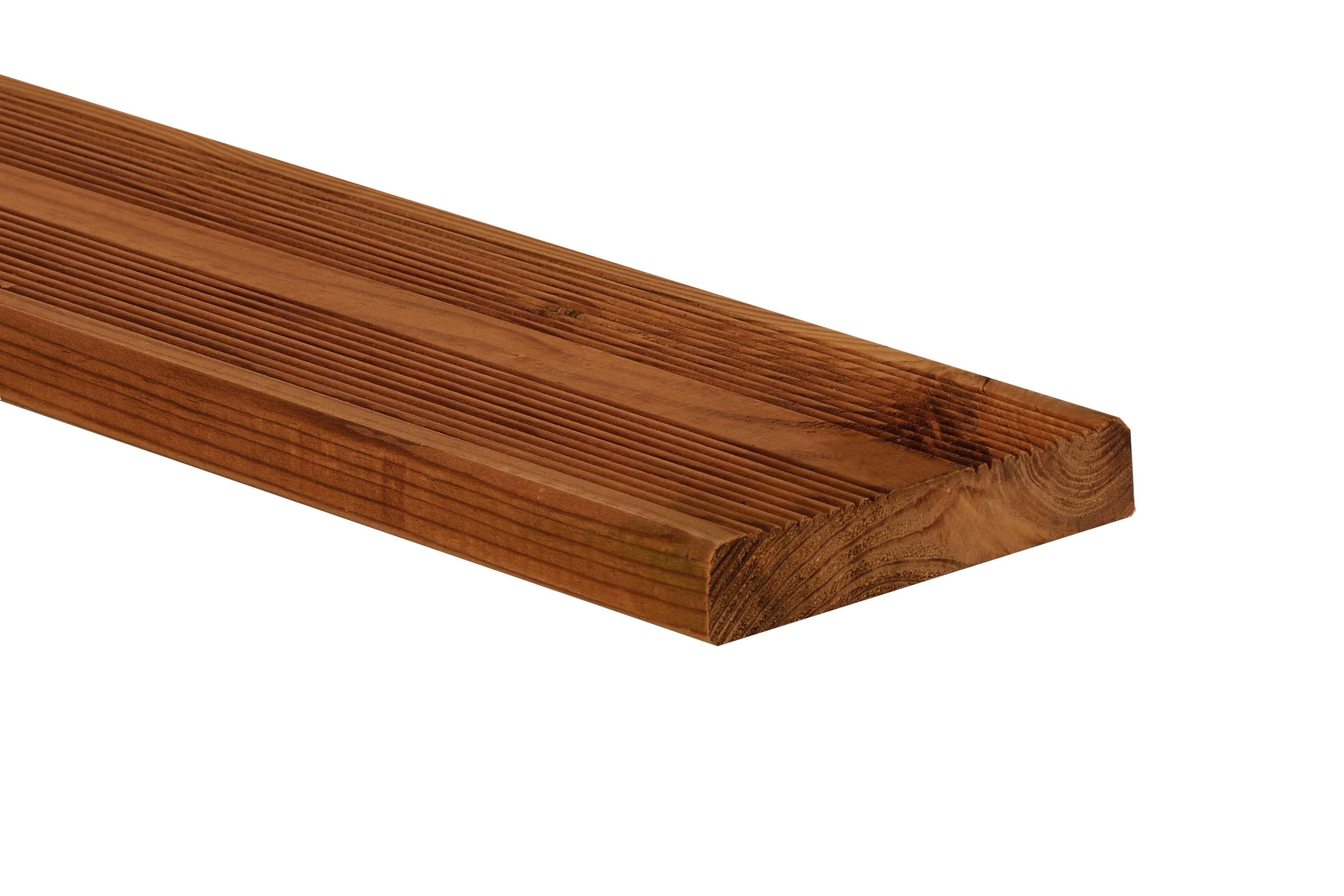 Lame de terrasse bois en pin marron KUHMO2, L.360 x l.14.5 cm x Ep.27 ...
