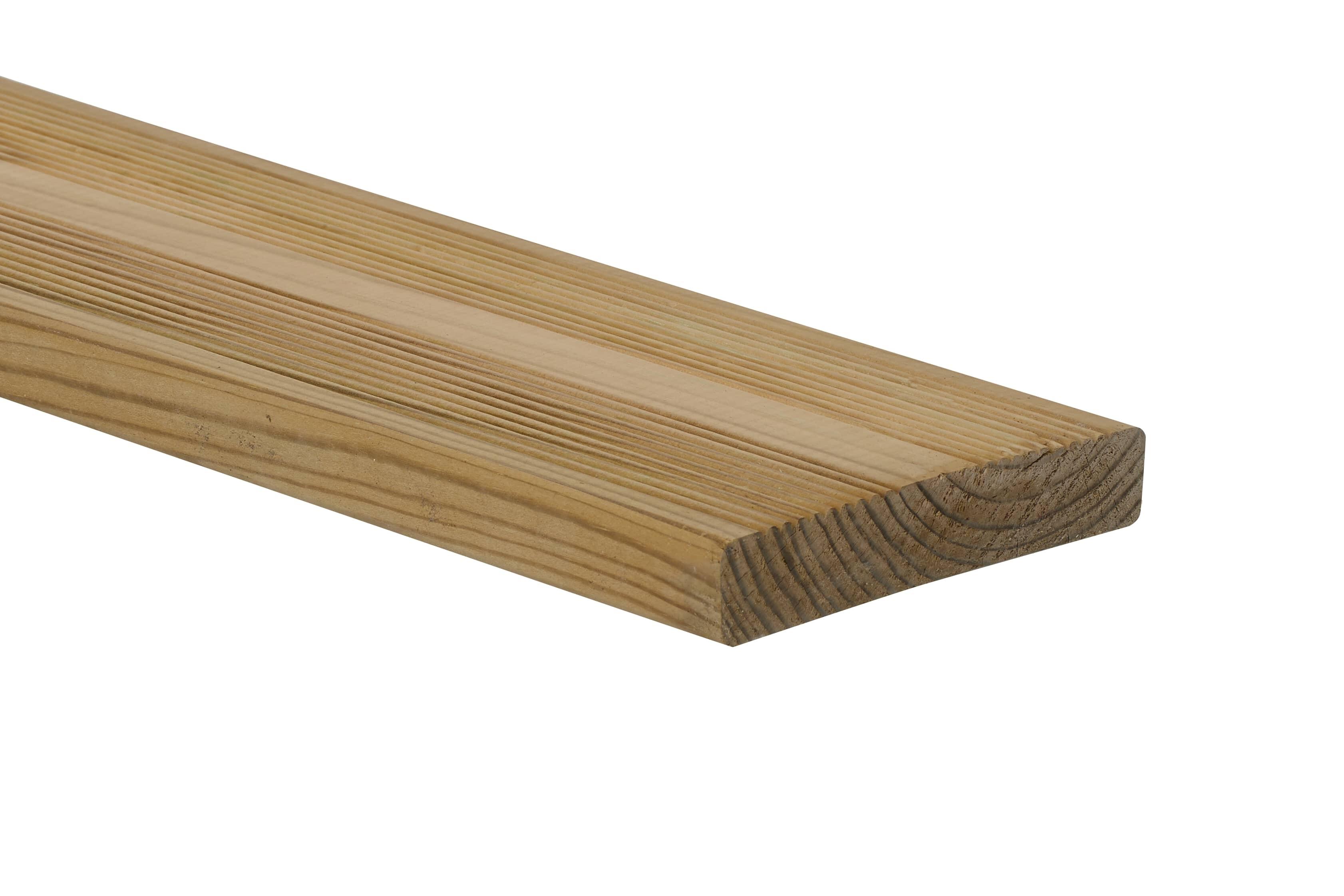 Lame de terrasse bois en pin vert KUHMO2, L.360 x l.14.5 cm x Ep.27 mm ...