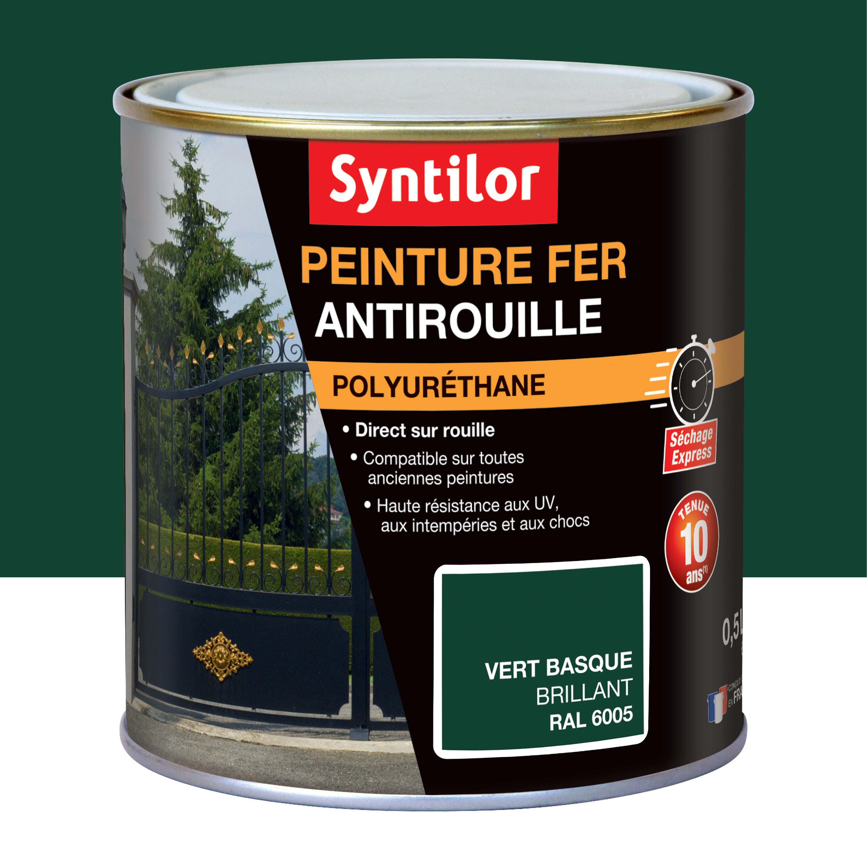 Peinture extérieure fer Direct sur rouille SYNTILOR vert basque satiné ...