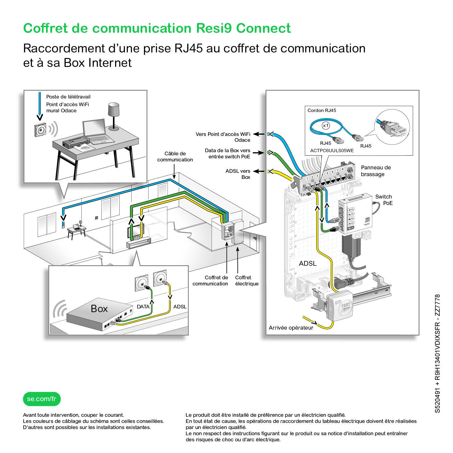 Prise RJ45 Wifi bi-bande 1 Gb/s Odace Resi9 Connect, SCHNEIDER ELECTRIC ...