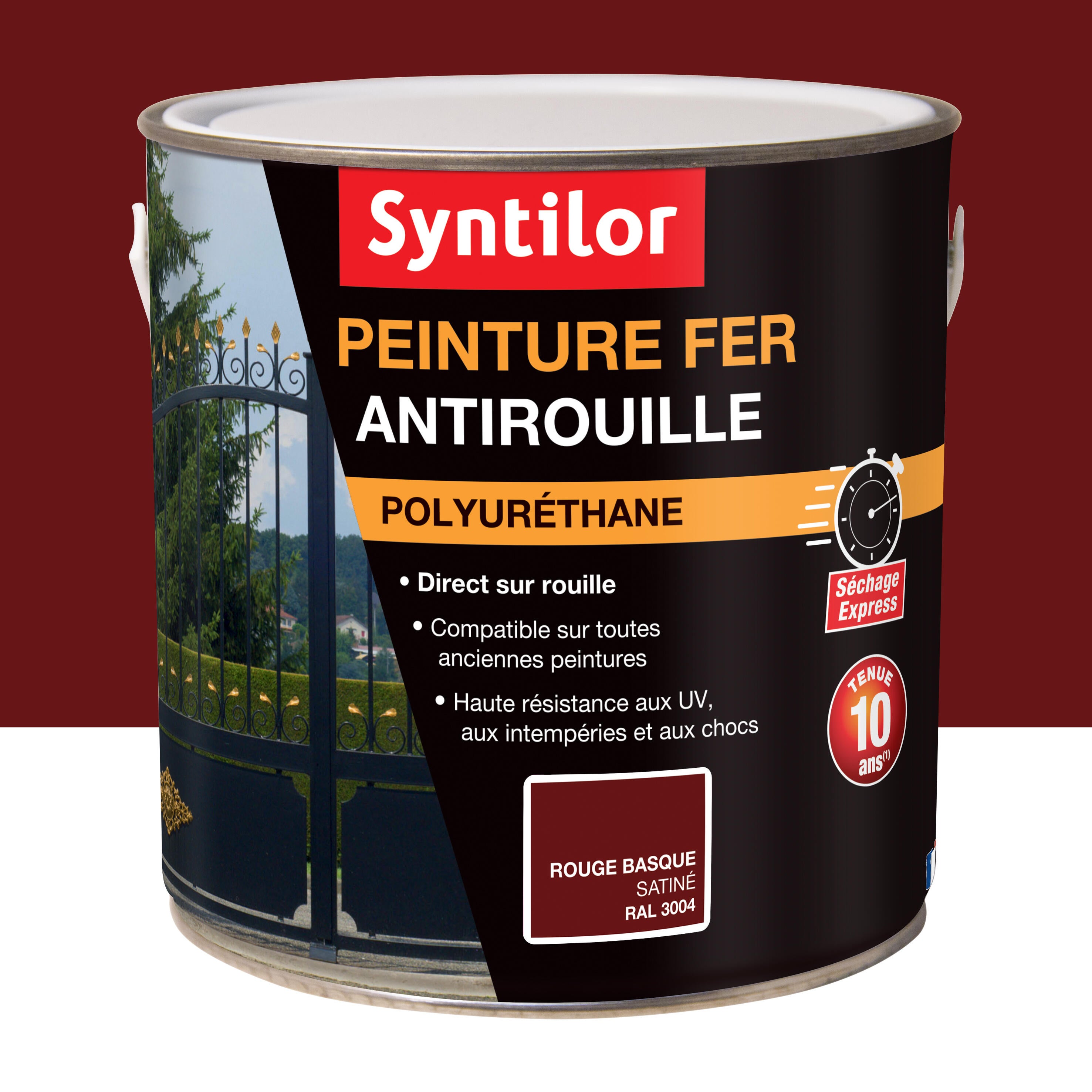 Peinture extérieure fer Direct sur rouille SYNTILOR rouge basque satiné ...