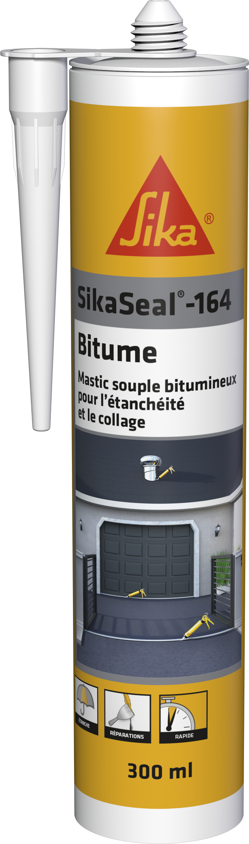 Mastic colle bitume SIKASEAL 164 noir SIKA 300 ml | Leroy Merlin