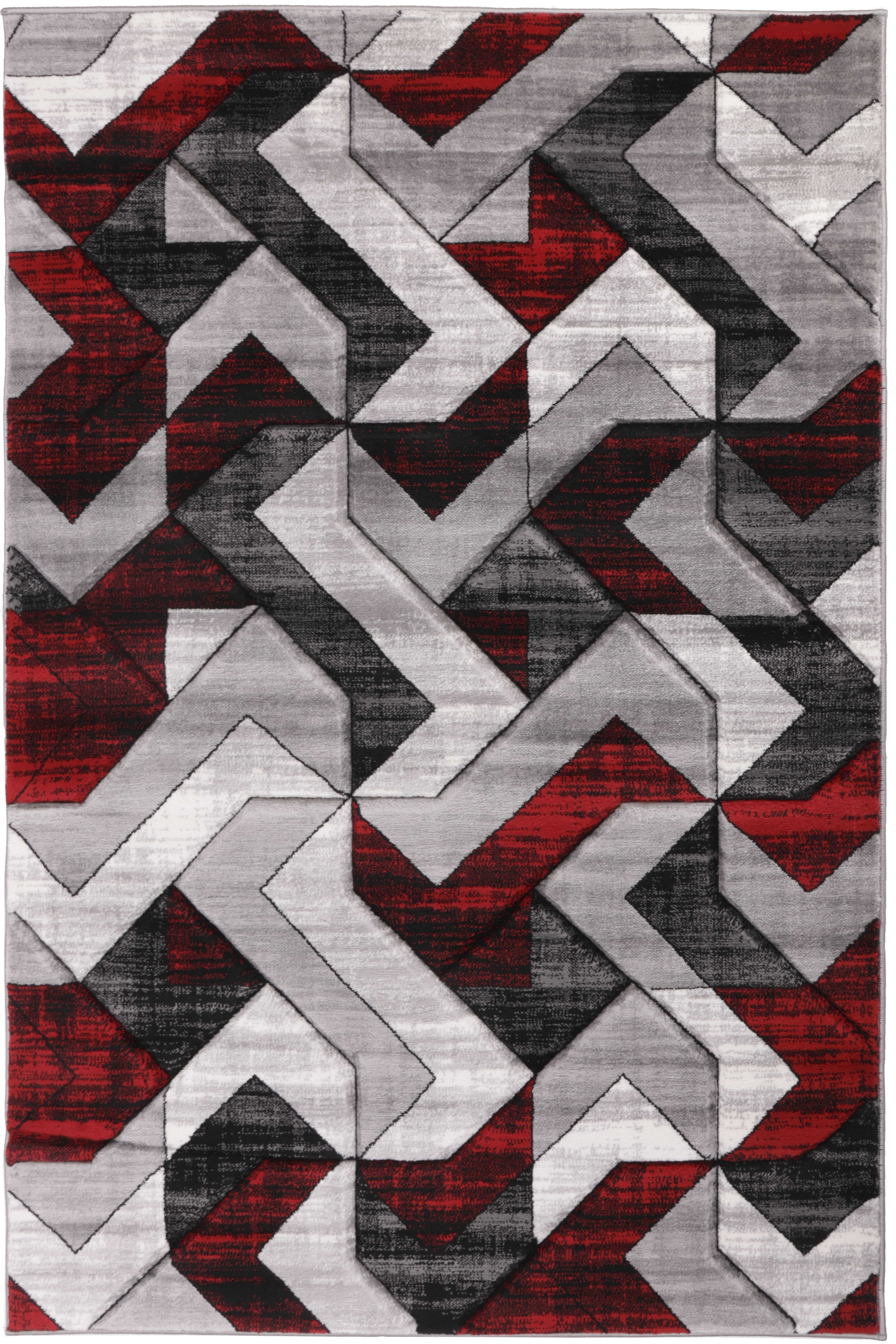 Dywan Neon geometryczny szaro-czerwony 120 x 170 cm - Leroy Merlin