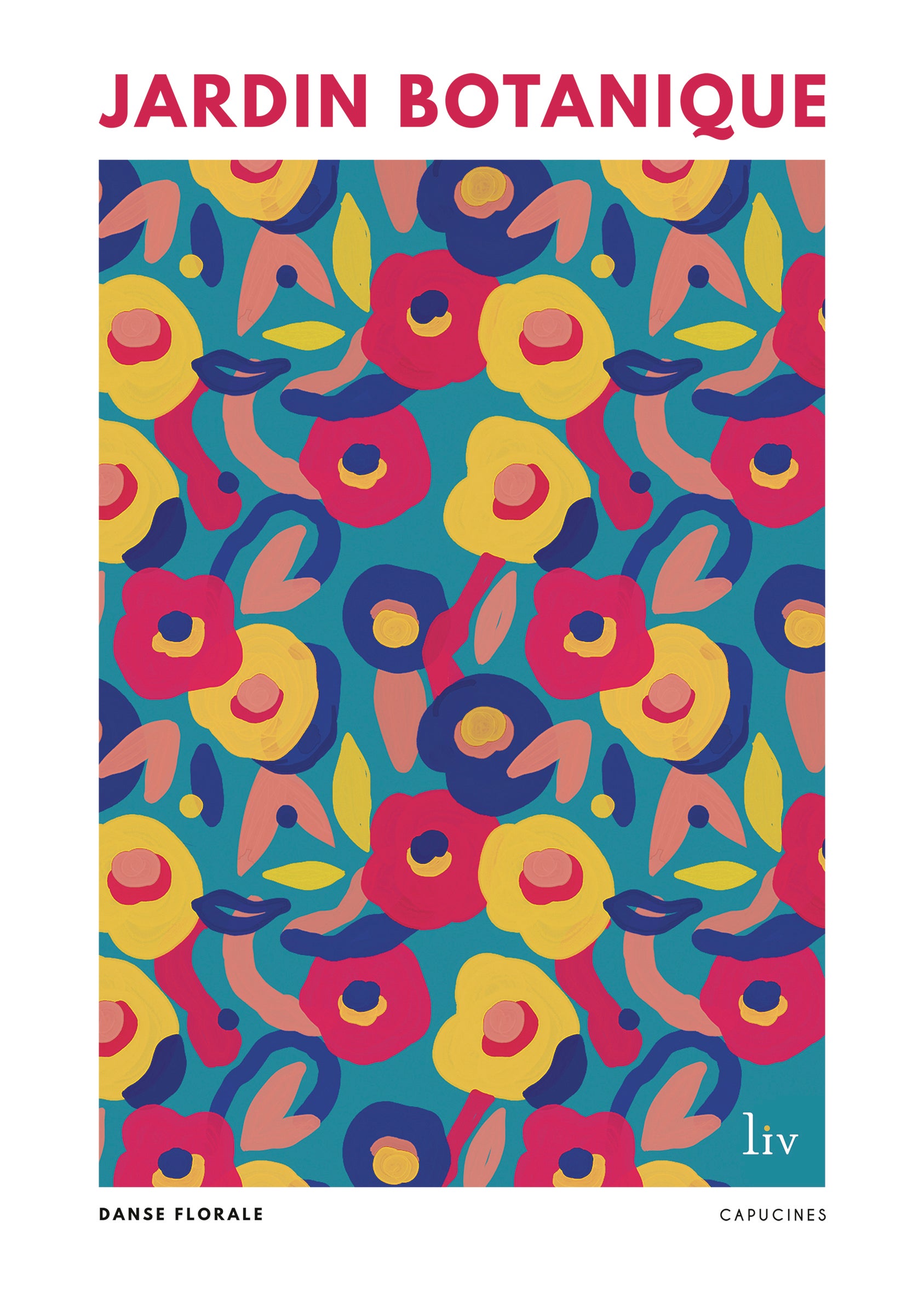 Affiche ATELIER LIV FLEURS 2 , rouge BLUE ART l.40 x H.30 cm | Leroy Merlin