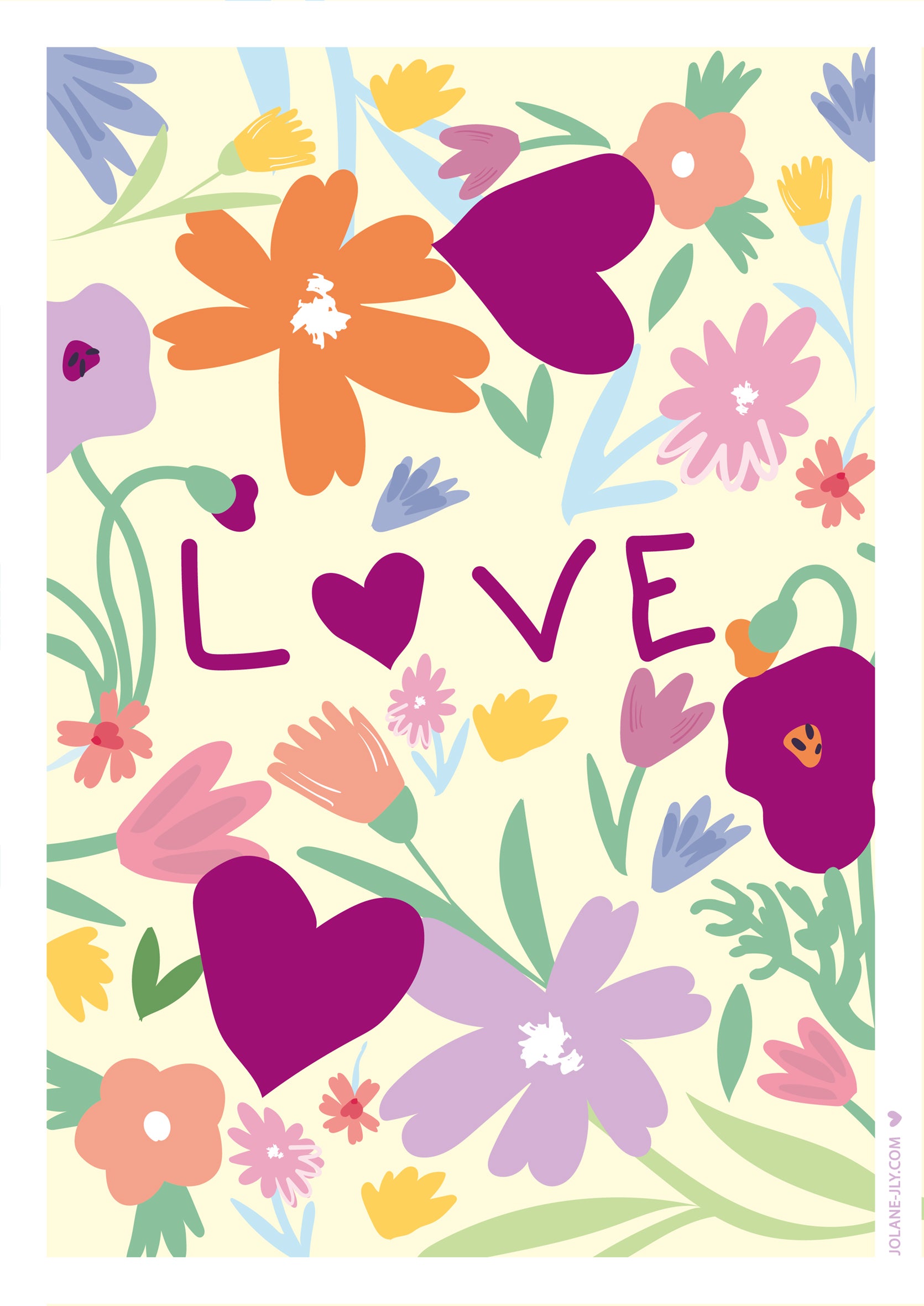 Affiche JOLANE LOVE , violet BLUE ART l.50 x H.40 cm | Leroy Merlin